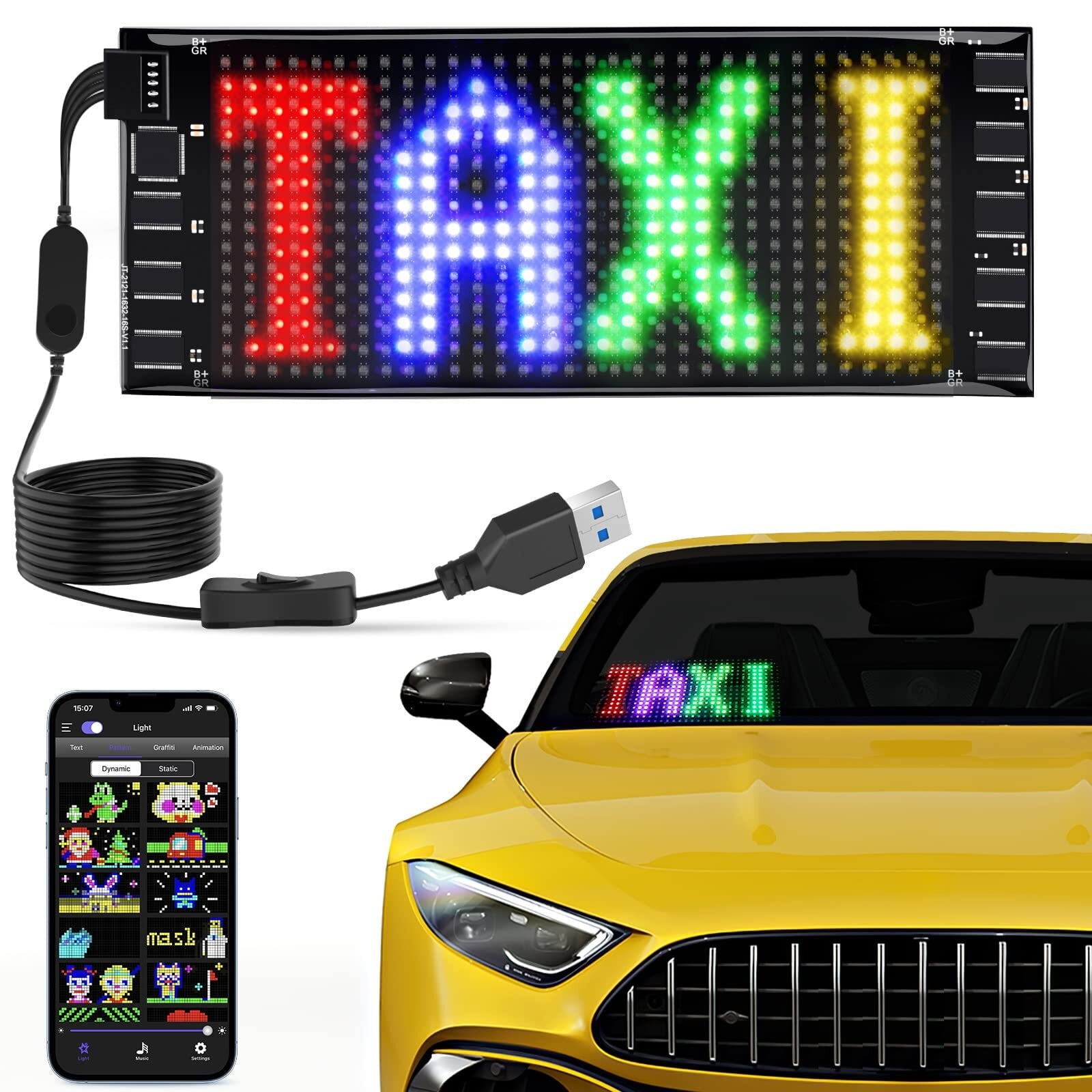 Huge Bright Devil Eyes LED Light for Car,Bluetooth APP Control Custom Text Pattern Animation LED ...
