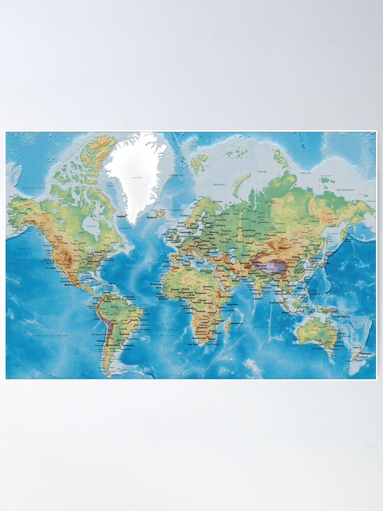 Huge Detailed World Map - Great for Homeschooling Poster - Walmart.com