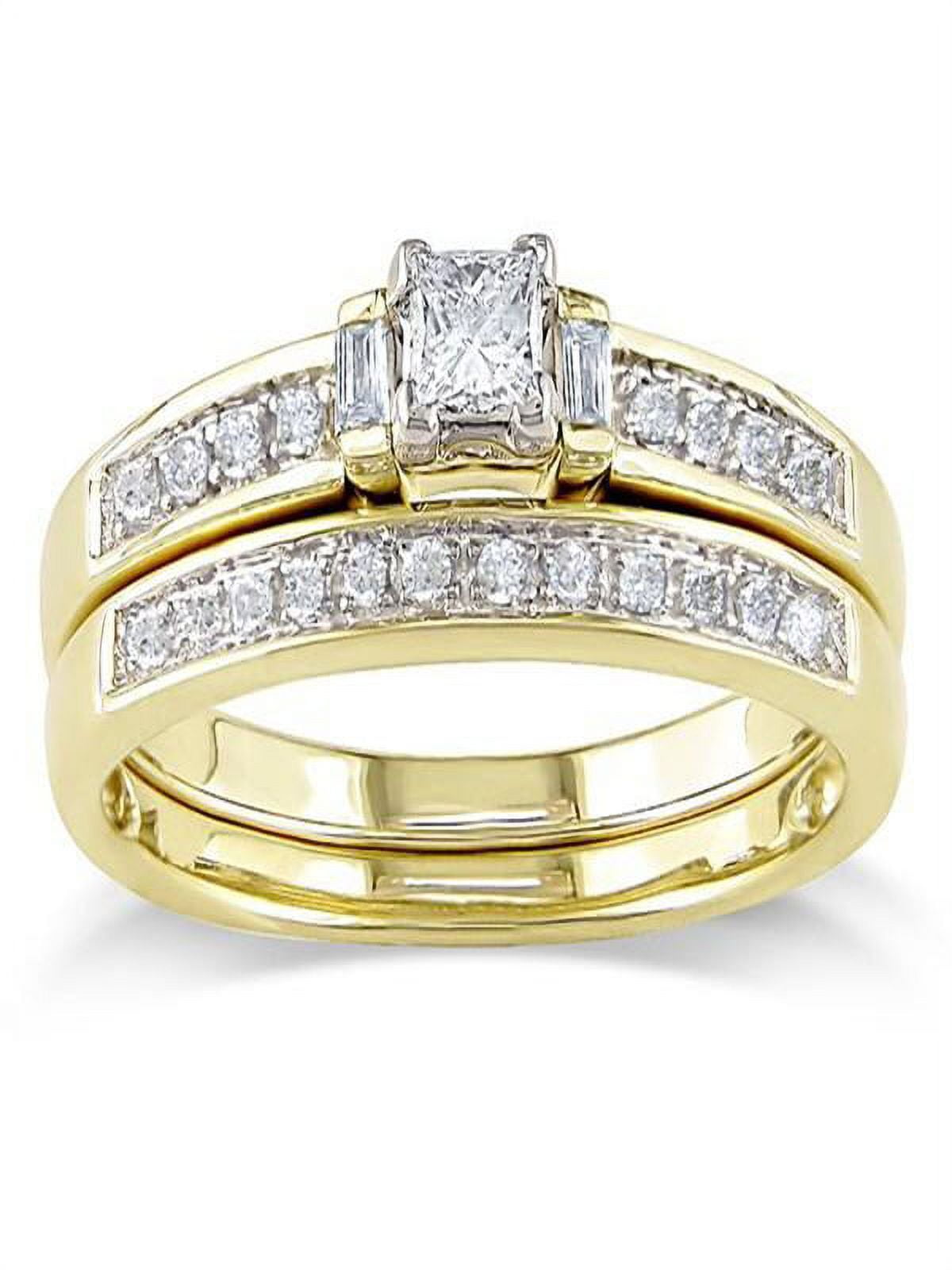 Huge Discount, Limited time Offer! Intriguing Bridal Ring Set Half Carat Princess Cut Diamond on ...