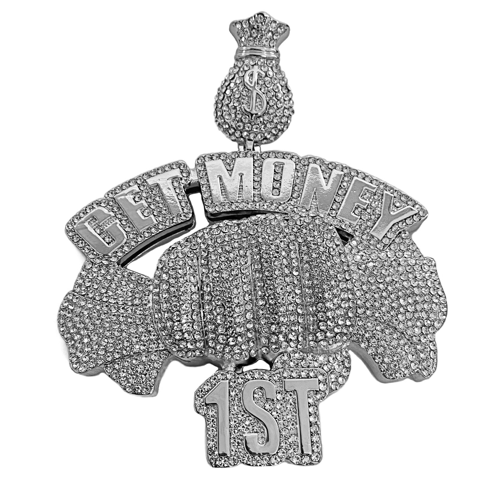 Huge Get Money 1st Cash Fist Jumbo Hip Hop Pendant Iced Flooded Out ...
