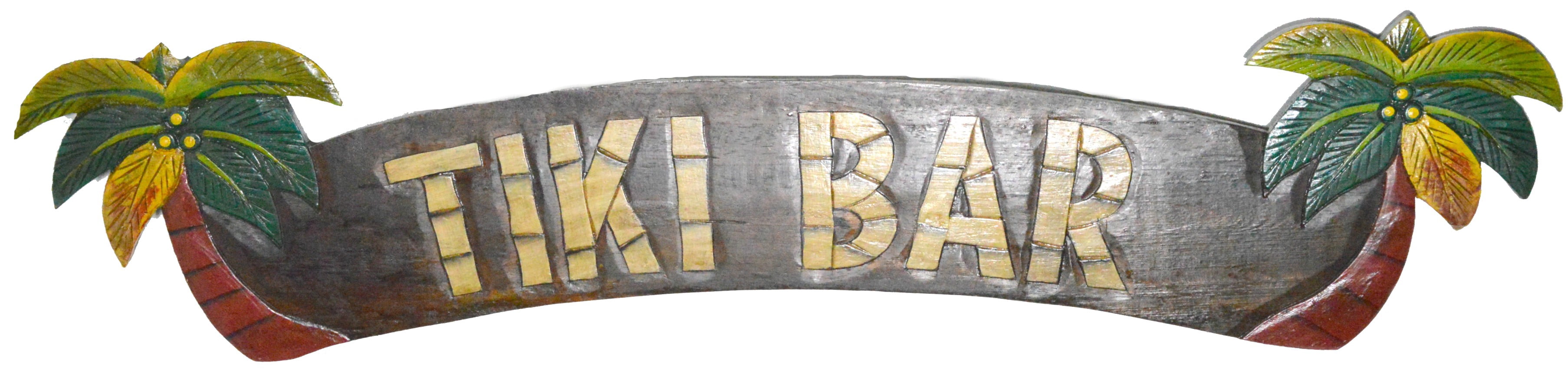 Huge Hand Carved Tiki BAR Sign with Two Palm Trees 3D 40" LONG ...