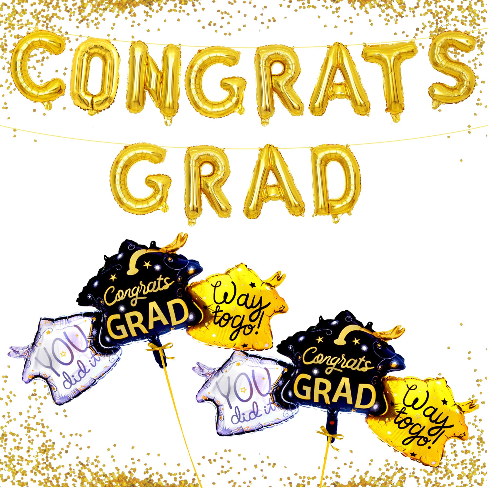 Huge Hat and Congrats STF9 Grad Balloons Set - 40 Inch Triple Cap ...