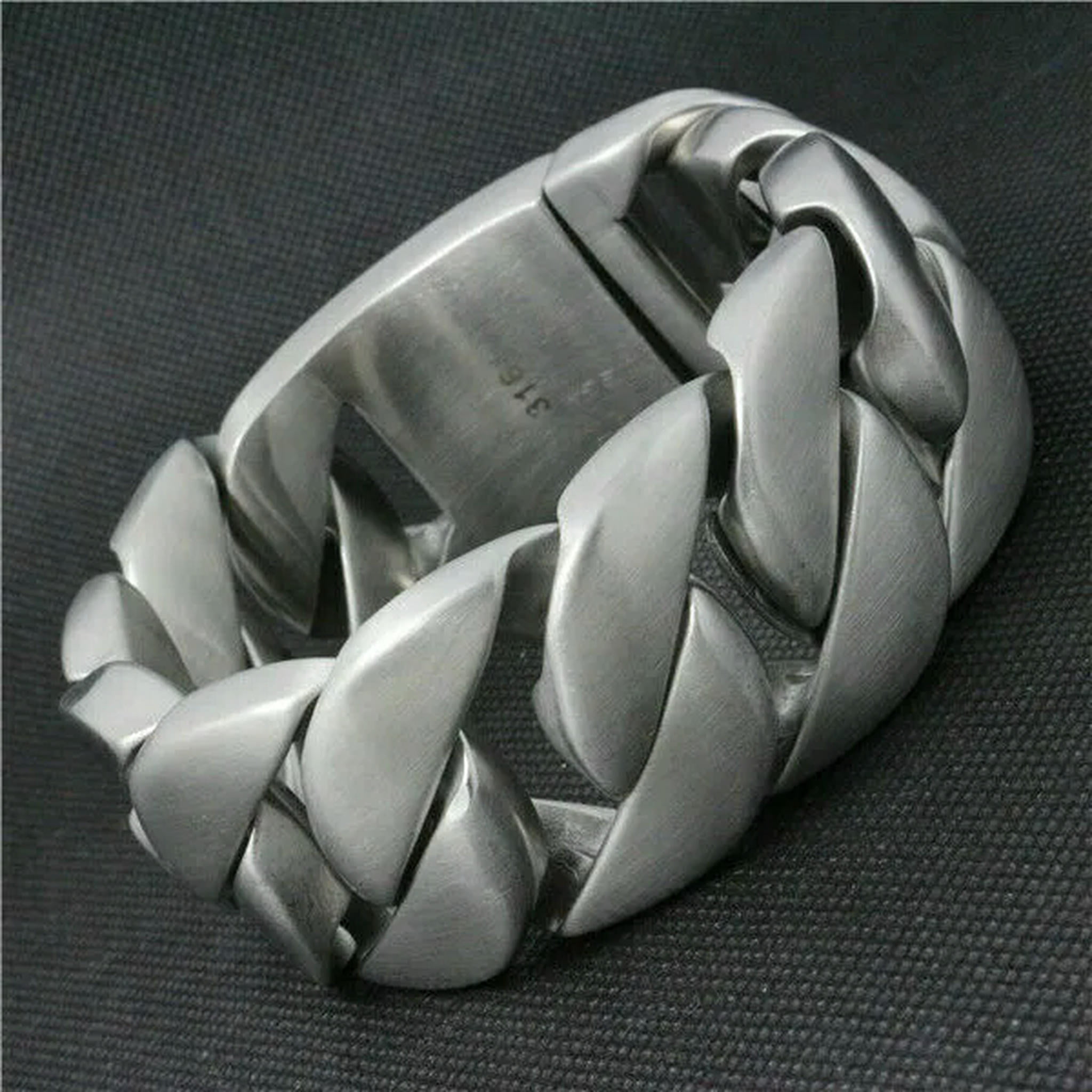 Huge Heavy Mens Chain Brushed Stainless Steel Cuban Curb Link Bracelet ...