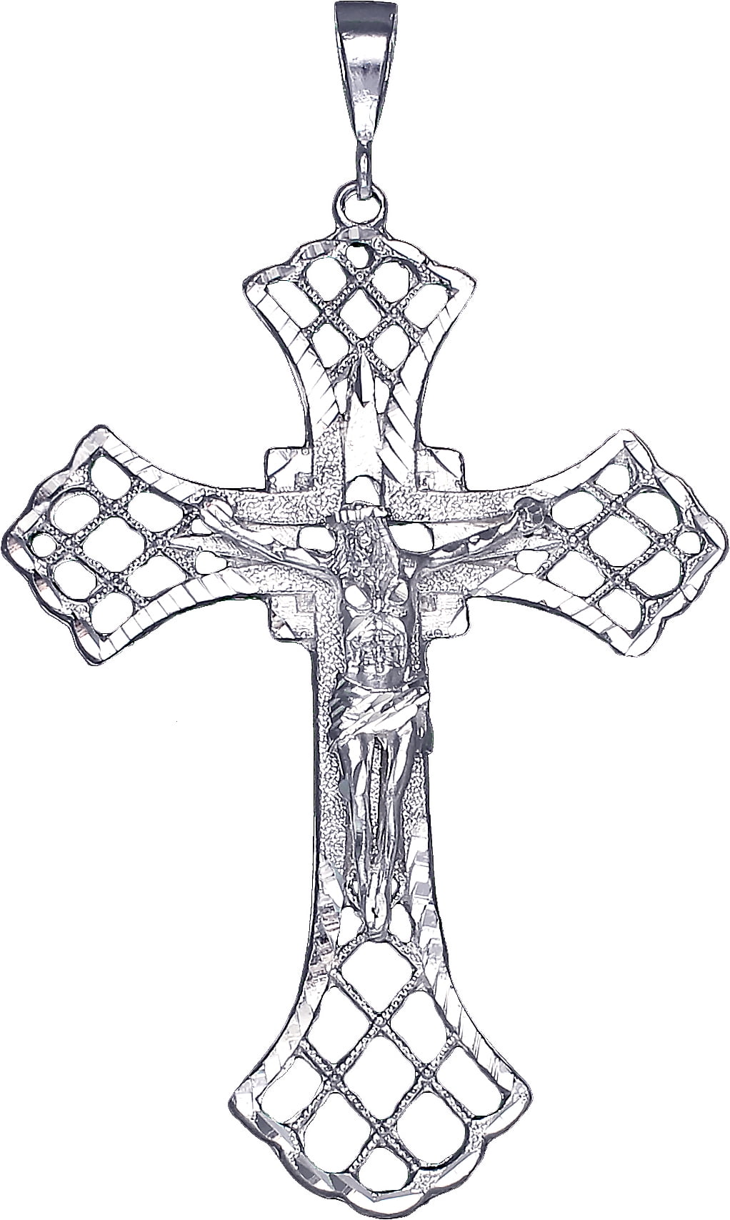 Huge Heavy Sterling Silver Cross with Jesus Pendant Necklace 5 Inches ...