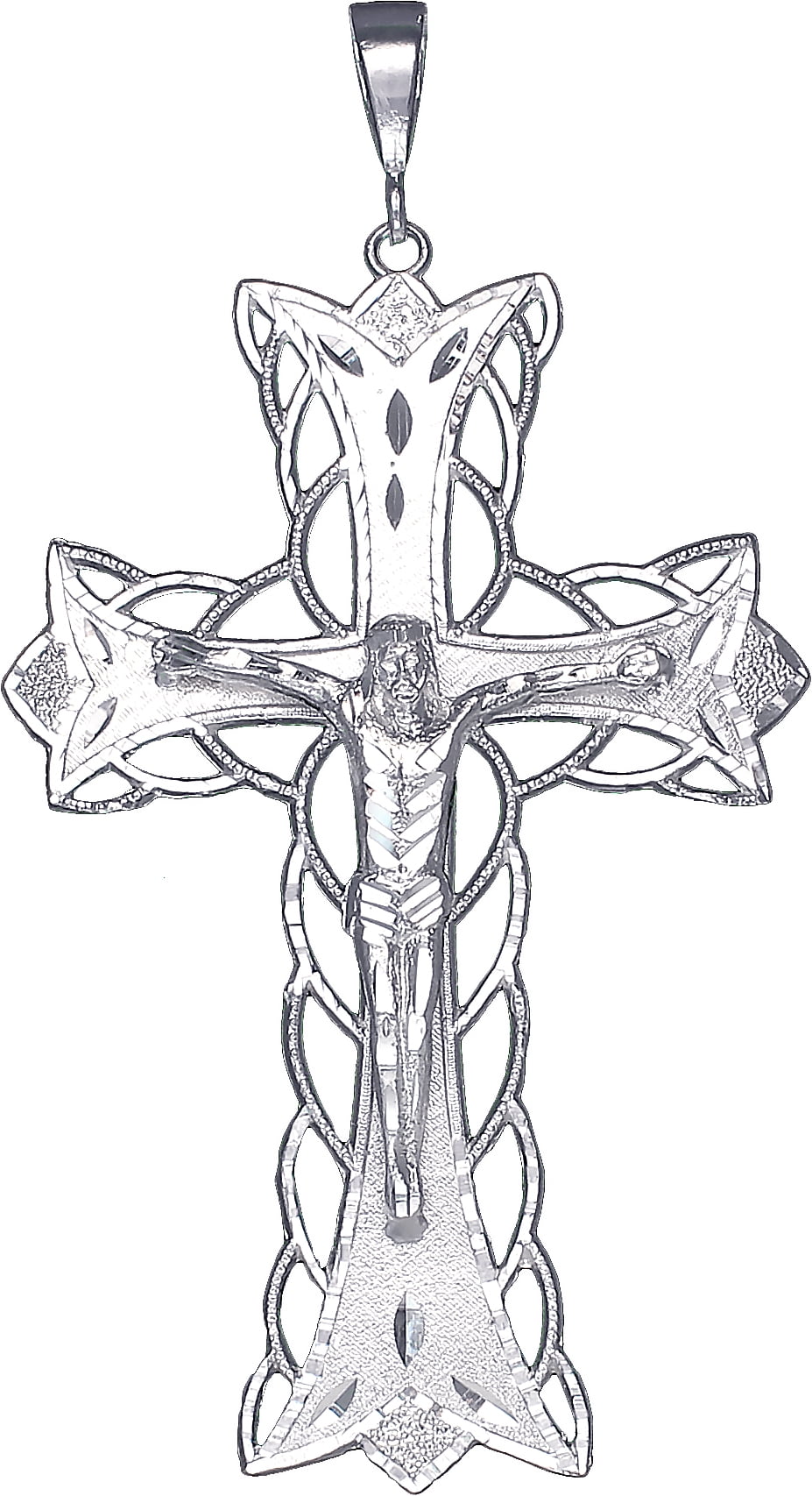 Huge Heavy Sterling Silver Cross with Jesus Pendant Necklace 5 Inches ...