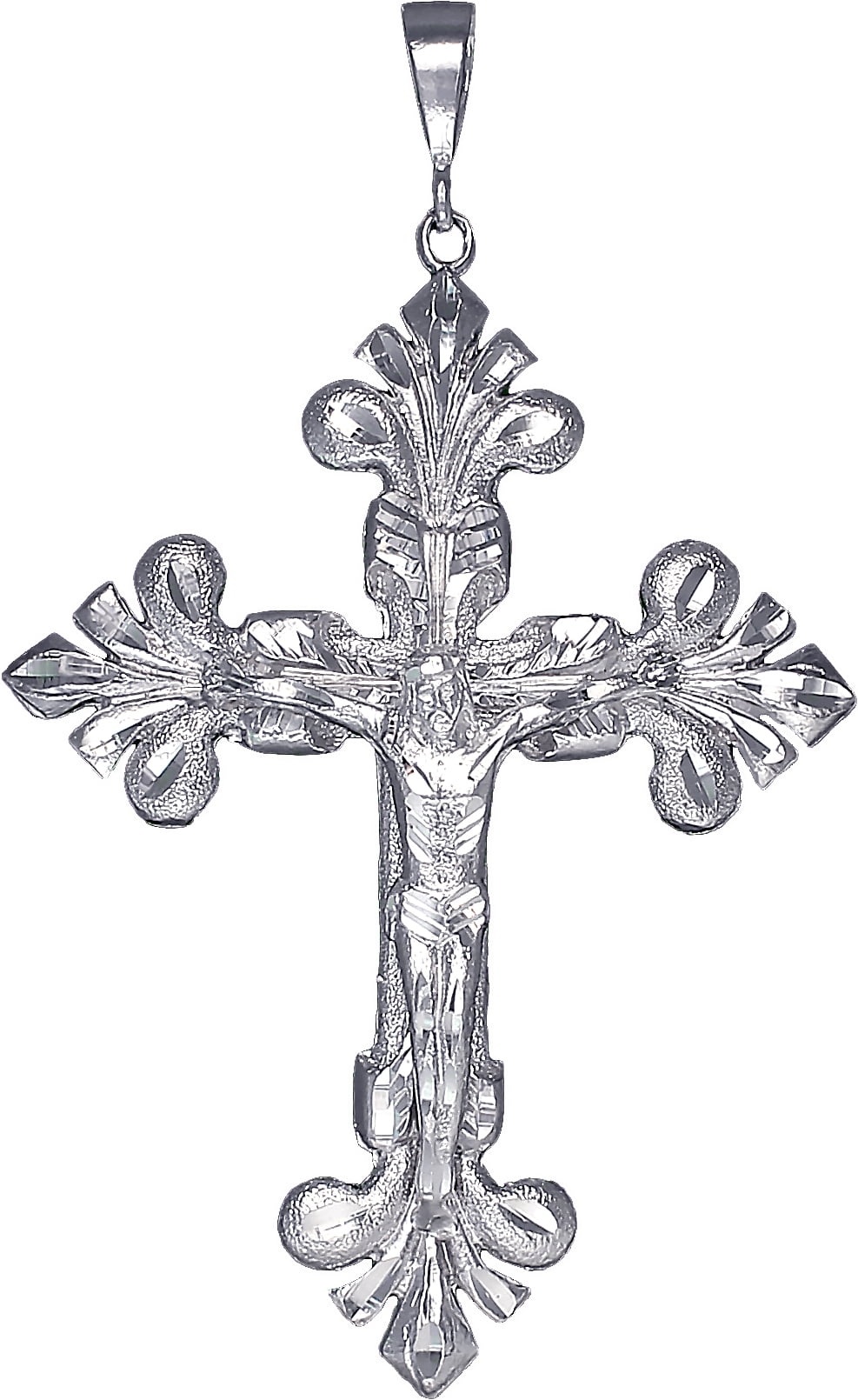 Huge Heavy Sterling Silver Cross with Jesus Pendant Necklace 5 Inches ...