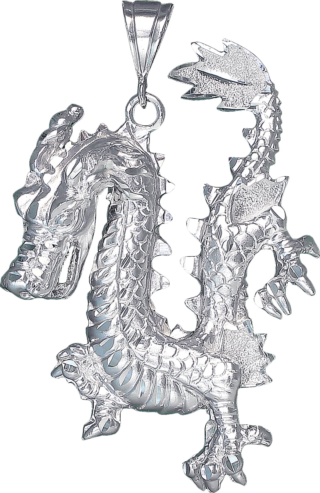 Huge Heavy Sterling Silver Dragon Pendant Necklace 3.1 Inches 28 Grams ...