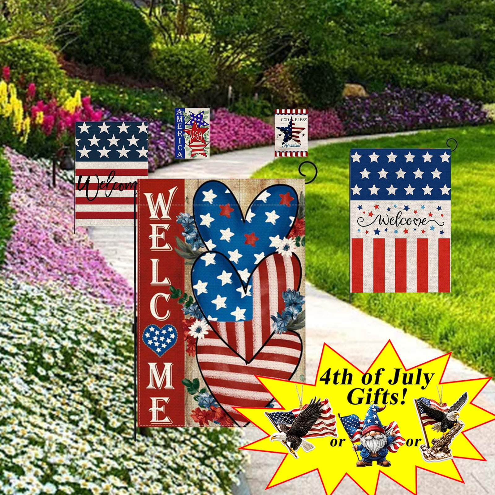 Huge Memorial Day Savings! Boovnll 4th of July Garden Flag, 12x18" Red ...