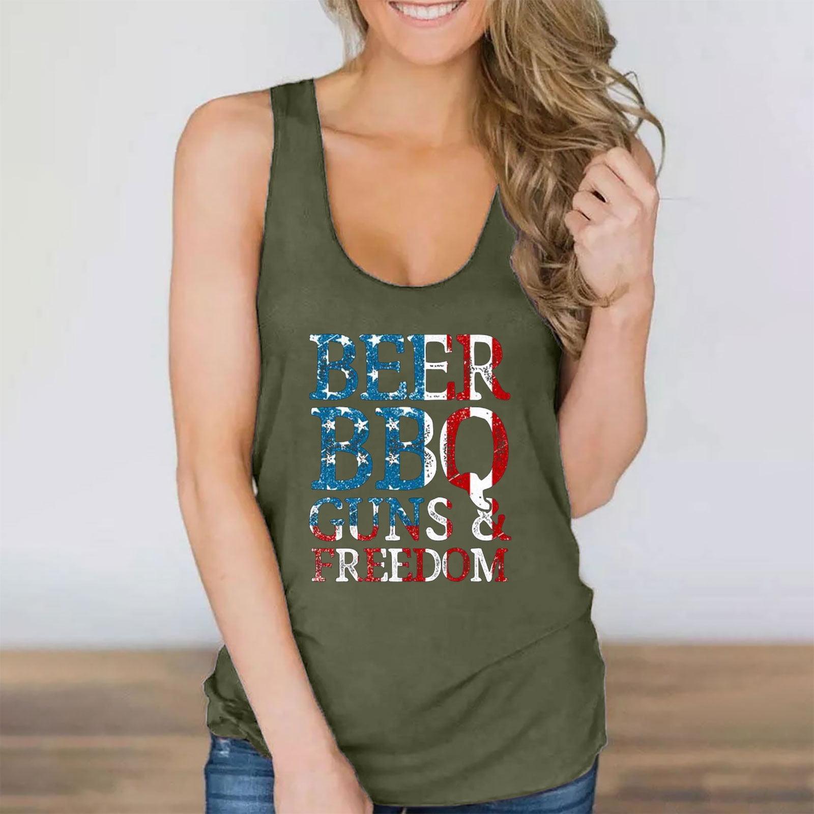 Huge Memorial Day Savings Pitauce Tank Top For Women American Flag