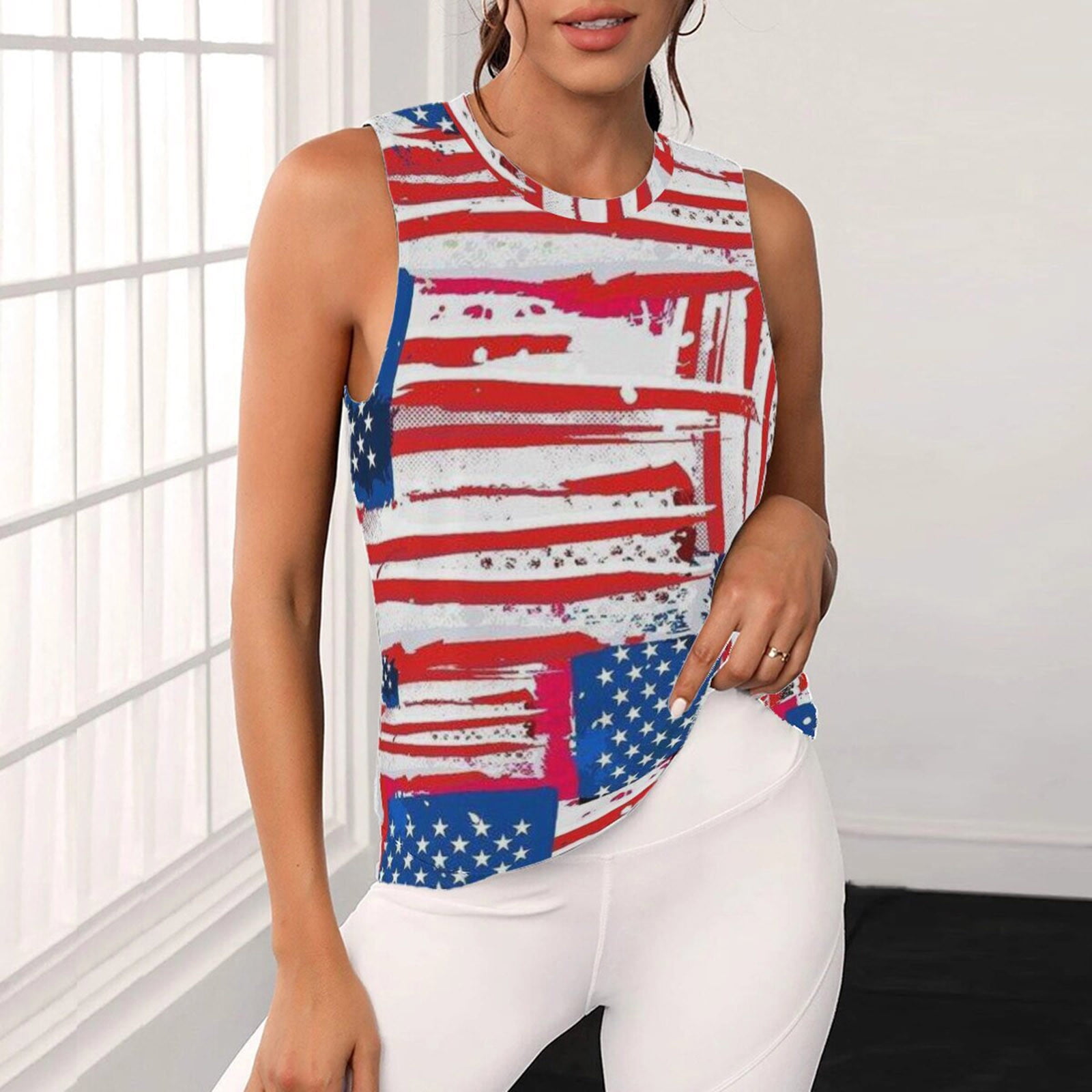 Pitauce Tank Top for Women American Flag Tanks Top Independence Day ...