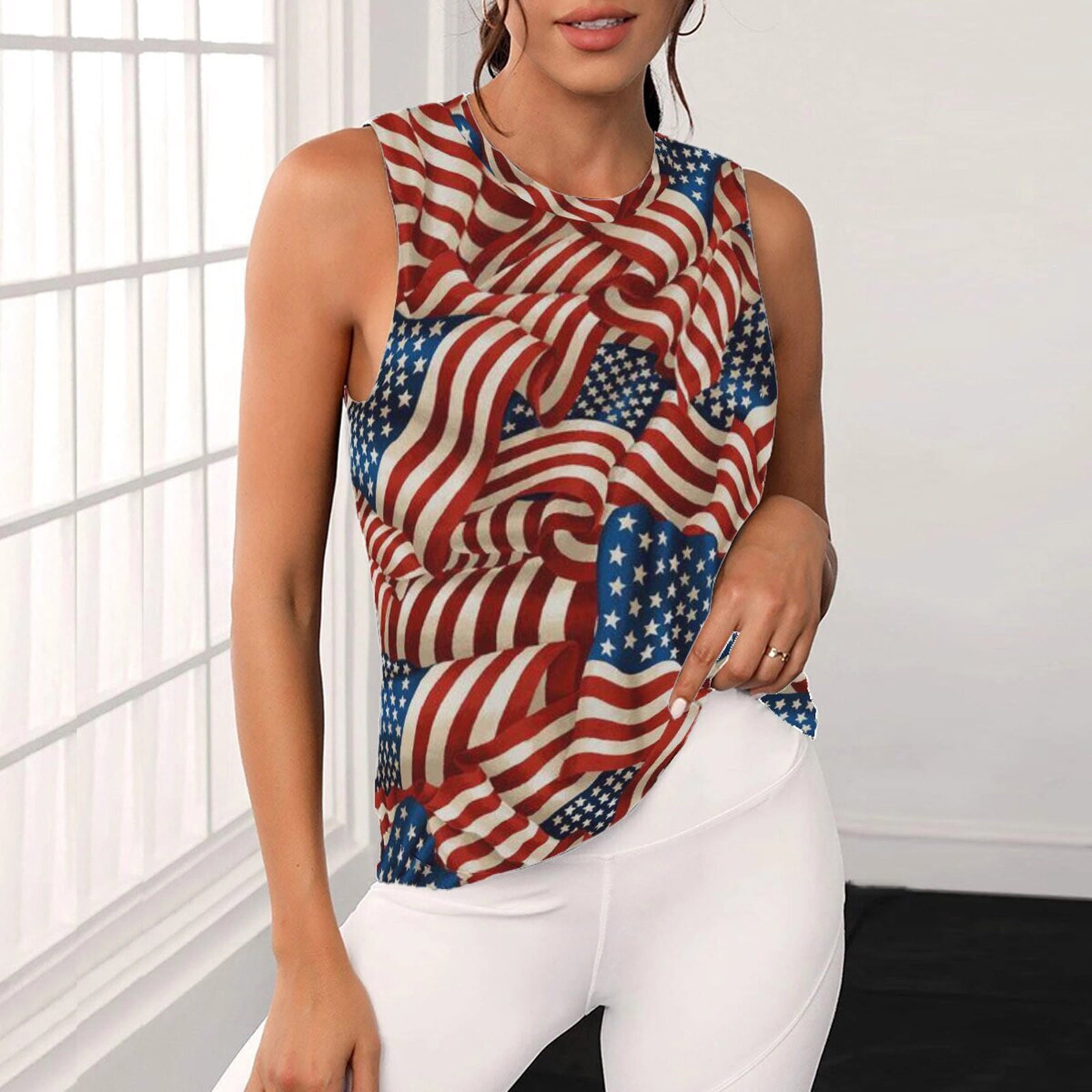 Pitauce Tank Top for Women American Flag Tanks Top Independence Day ...