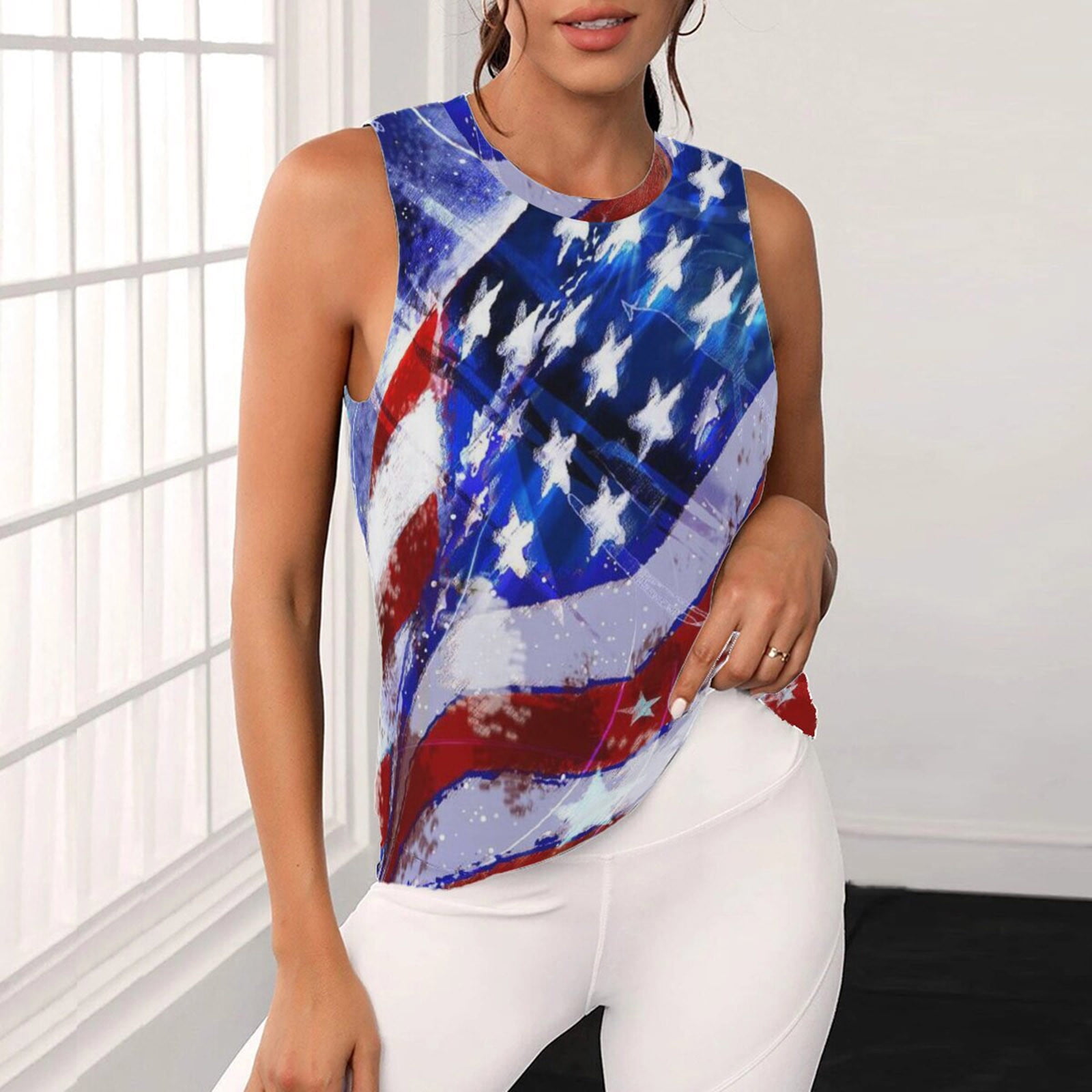 Pitauce Tank Top for Women American Flag Tanks Top Independence Day ...