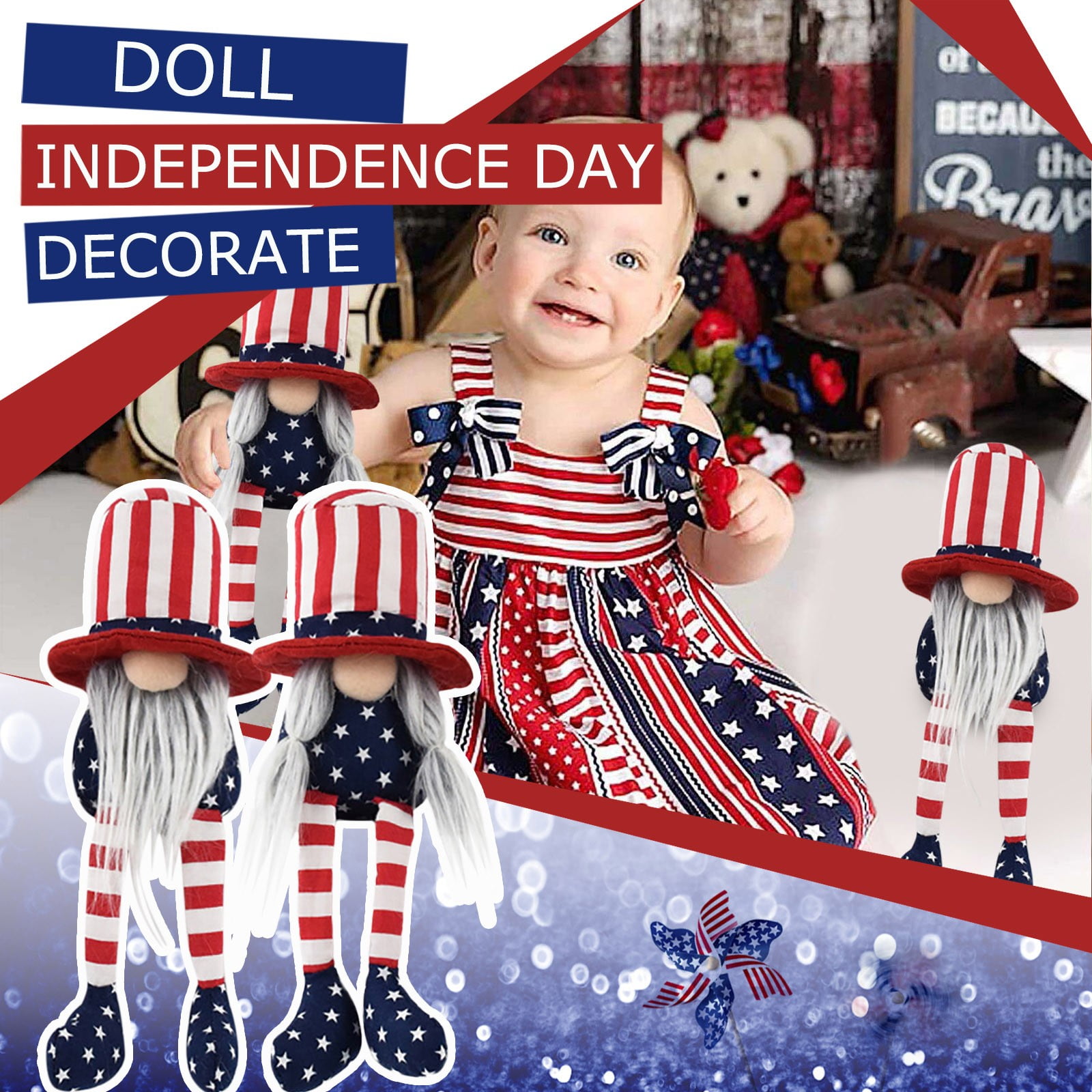 Suncoda 4th of July Gnomes Independence Day Gnome Ornaments Patriotic ...