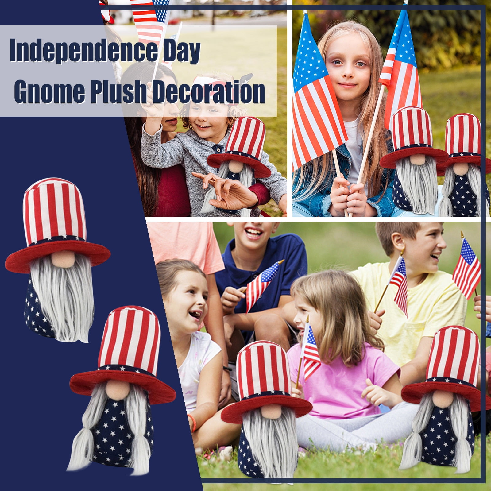 Suncoda 4th of July Gnomes Independence Day Gnome Ornaments Patriotic ...