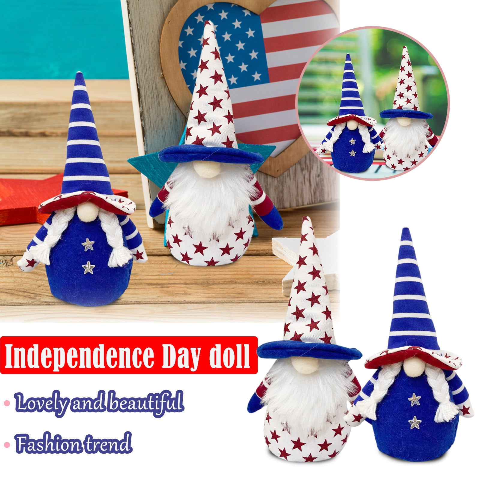 Suncoda 4th of July Gnomes Independence Day Gnome Ornaments Patriotic ...