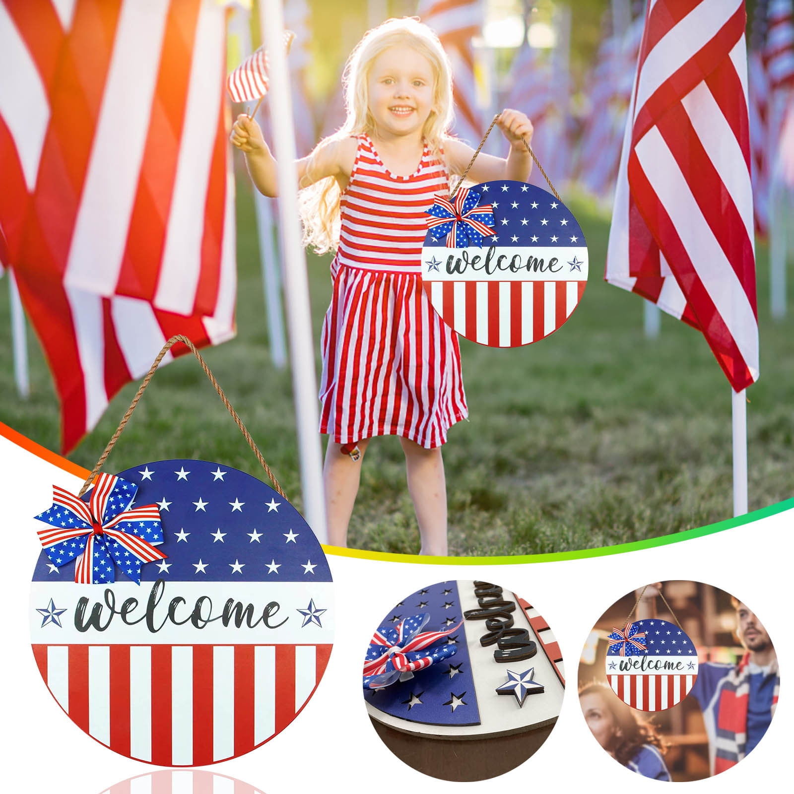 Huge Memorial Day savings kladzum Independence Day Wooden Hanging ...