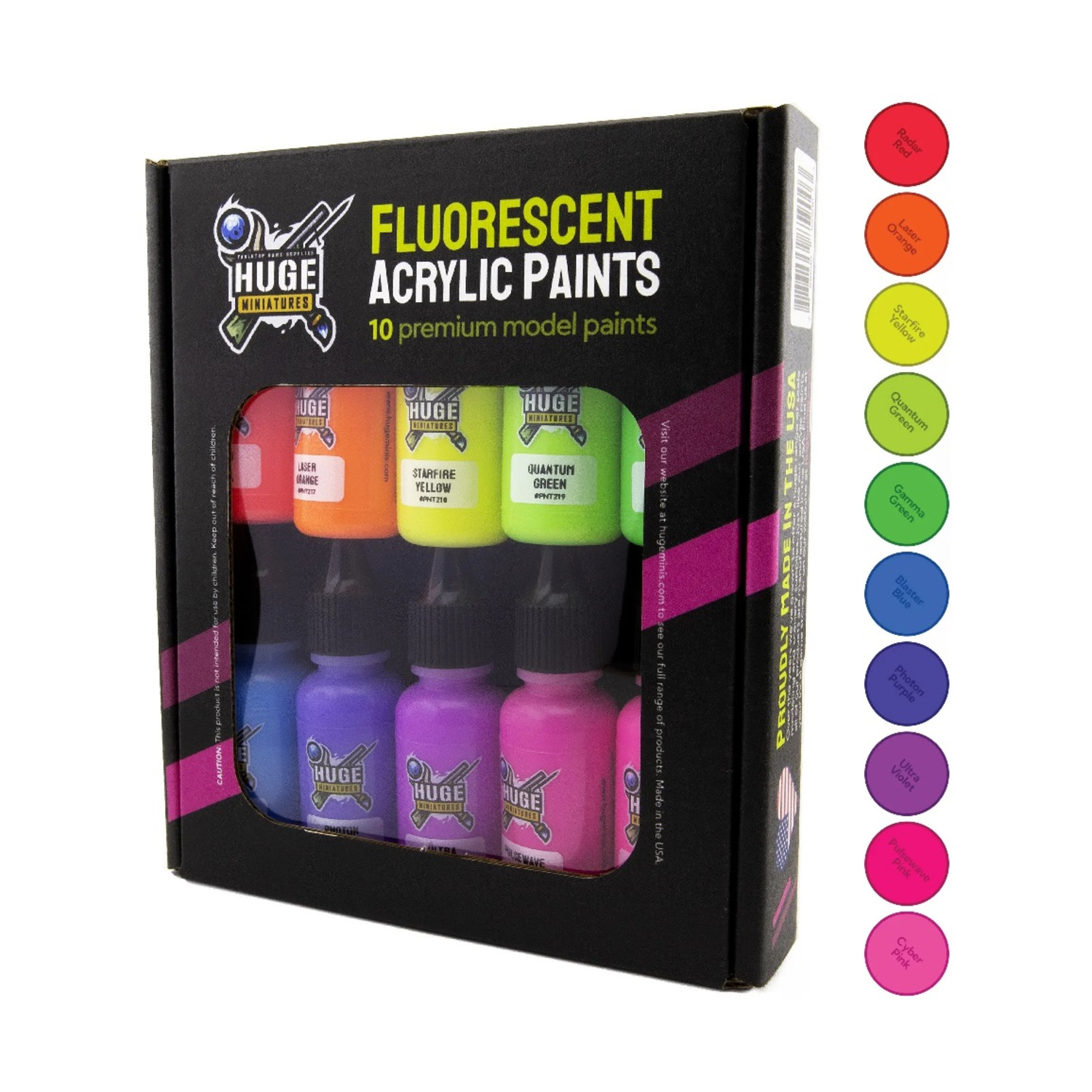 Huge Miniatures Fluorescent Acrylic Paint Set New - Walmart.com