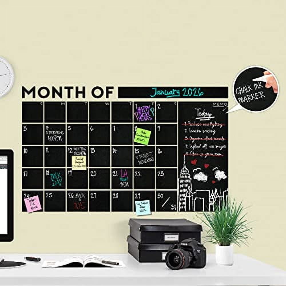 Huge Modern 2023 Monthly Chalkboard Wall Decal Calendar with Memo - A ...
