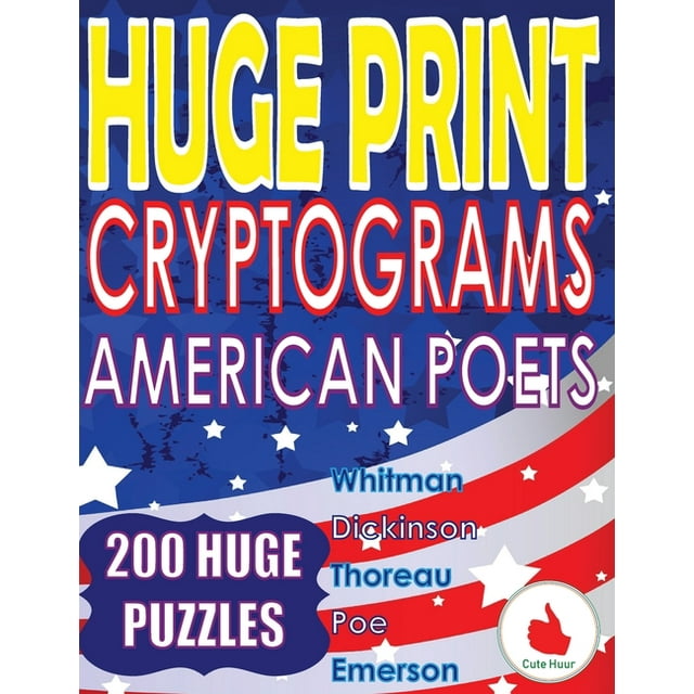 Huge Print Cryptograms - American Poets: 200 Large Print Cryptogram ...