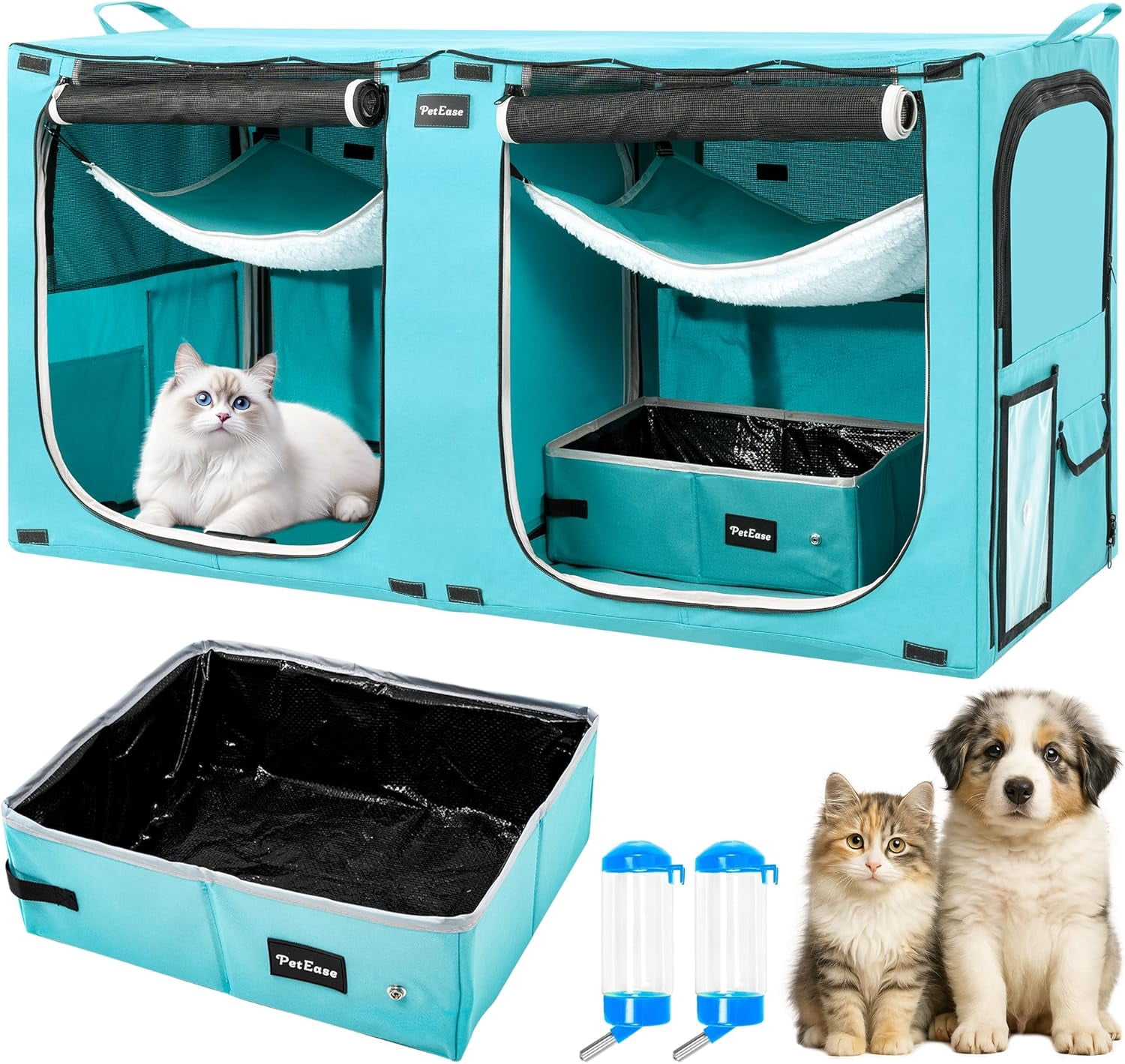 Huge Sapce Double Compartment Cat Travel Carrier with Litter Box ...