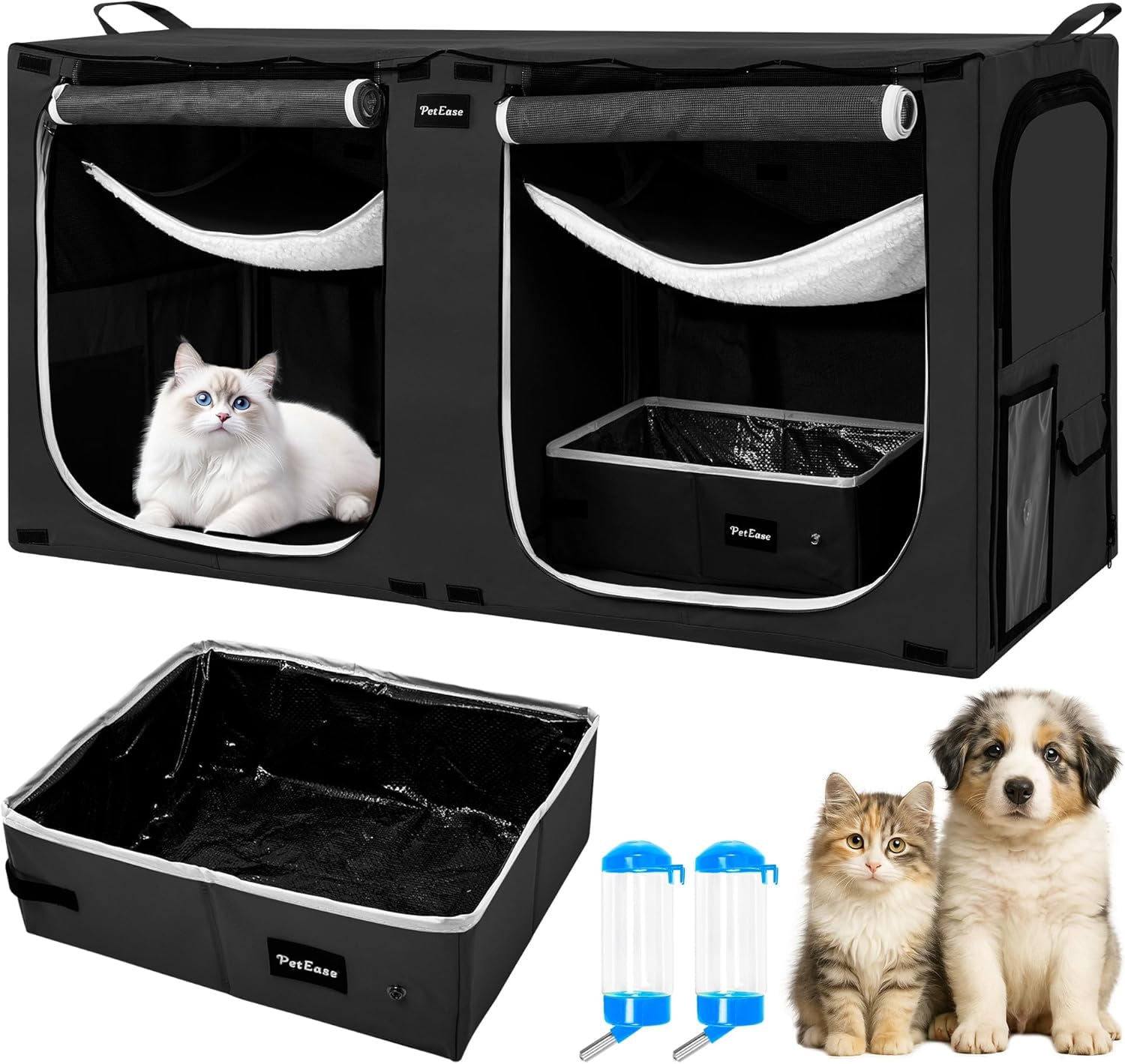Huge Sapce Double Compartment Cat Travel Carrier with Litter Box ...