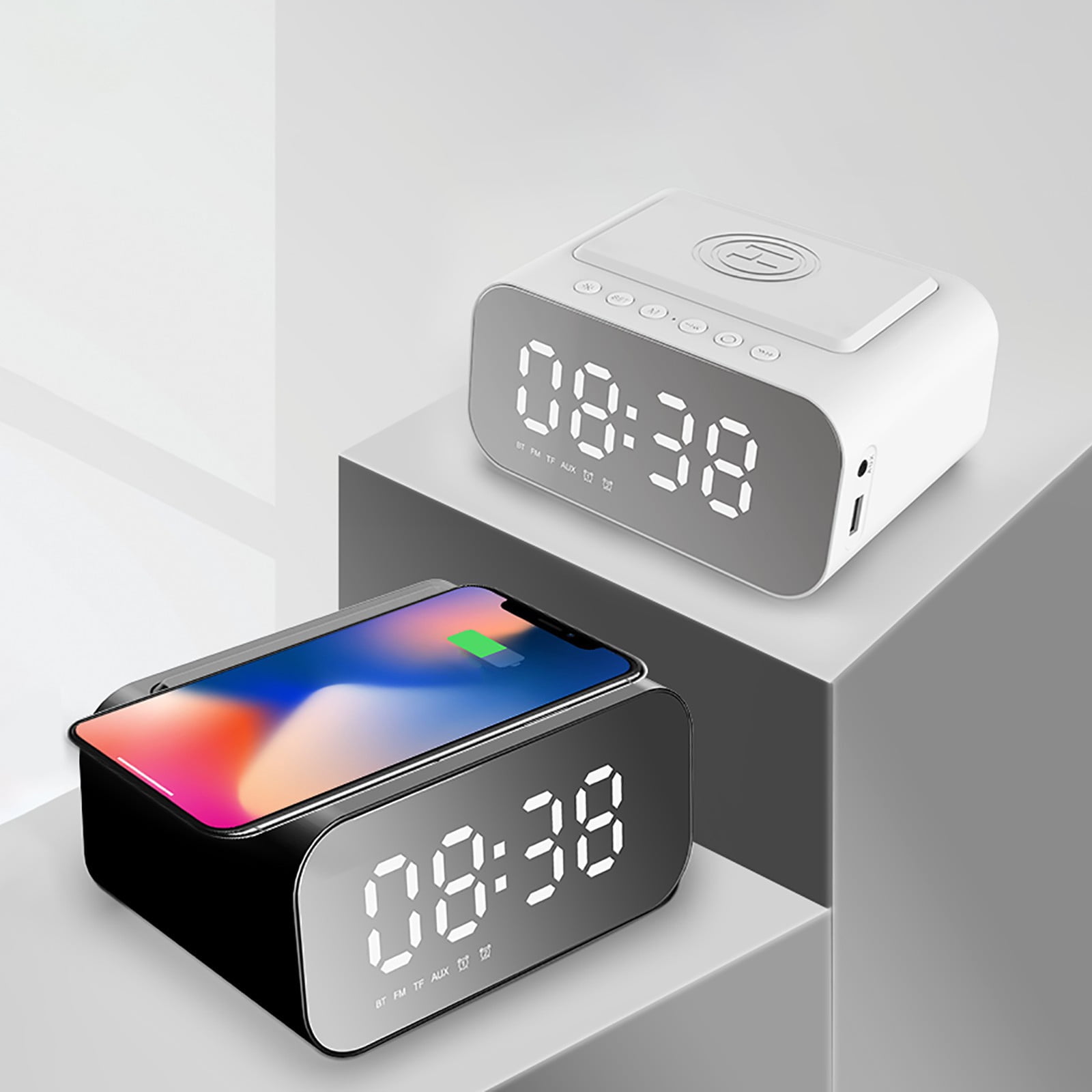Huge Savings,Wireless Charger Clock LED Digital Alarm Clock Temperature ...