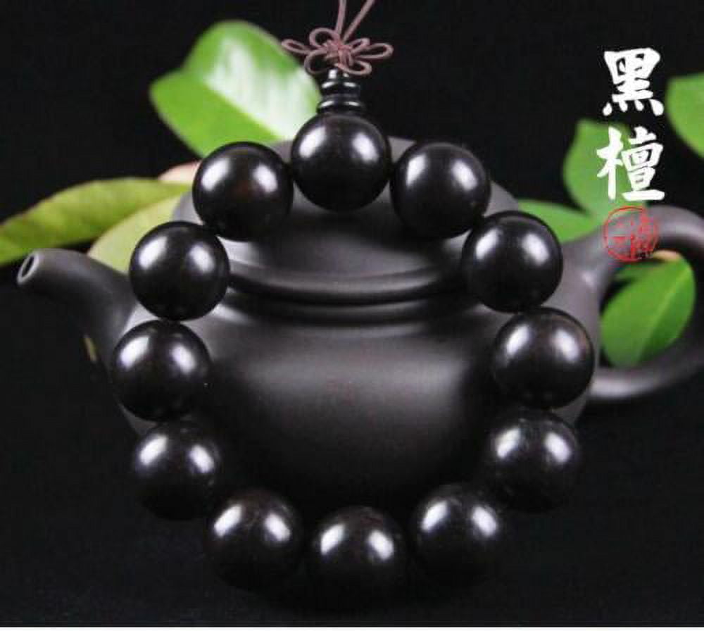 Huge Stretchy Tibetan 11 20mm Black Ebony Wood Prayer Beads Wrist Mala ...