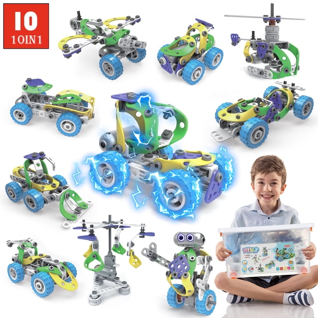 Huge Wave 10-in-1 STEM Building Toys Blocks Kit for Boys, Electric ...