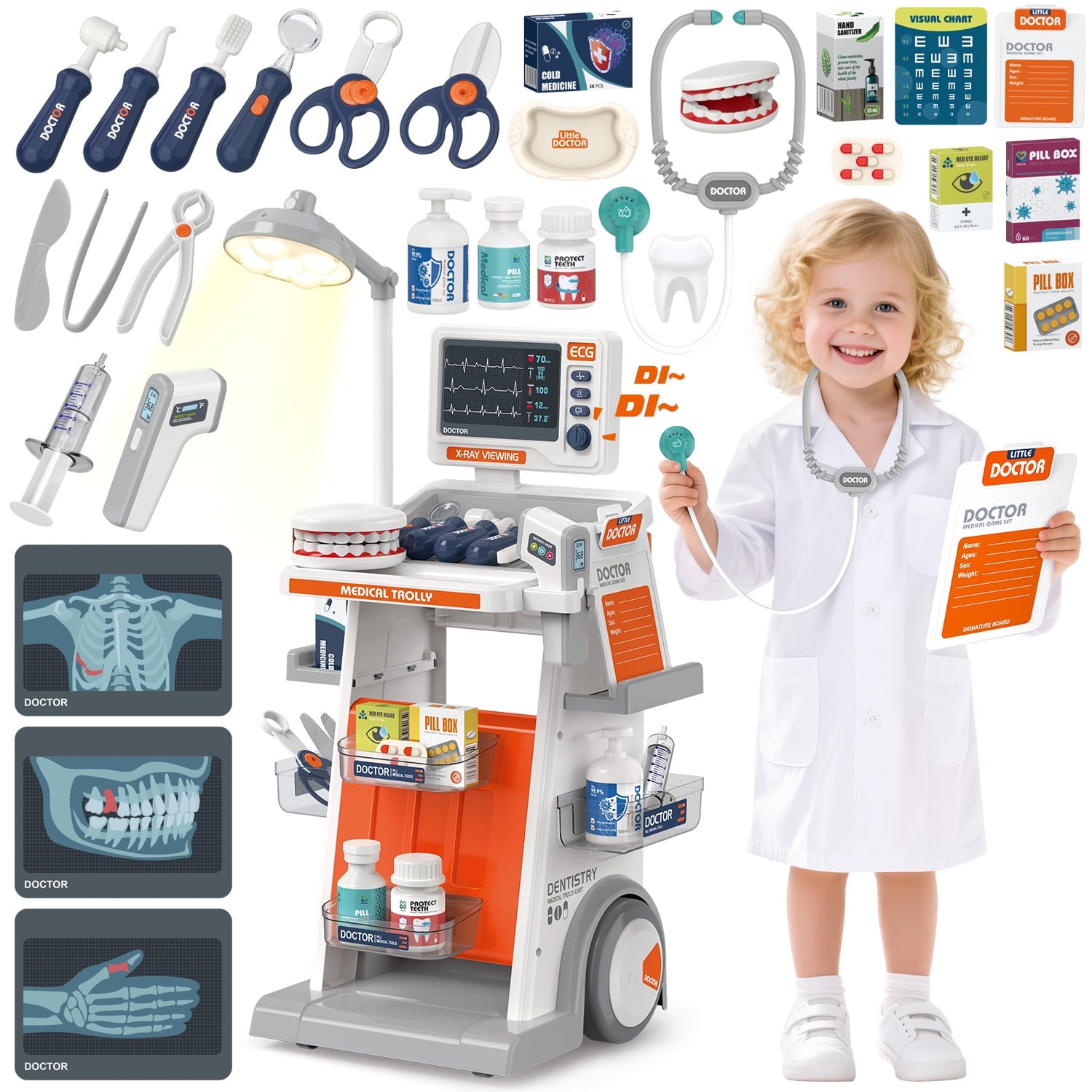 Huge Wave Doctor Kit for Kid, 30PCS Doctors Role Play Set Toy, Pretend ...