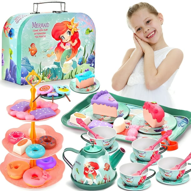 Huge Wave 48 Pcs Kids Tea Set with Treats, Pretend Play Tea Set for ...