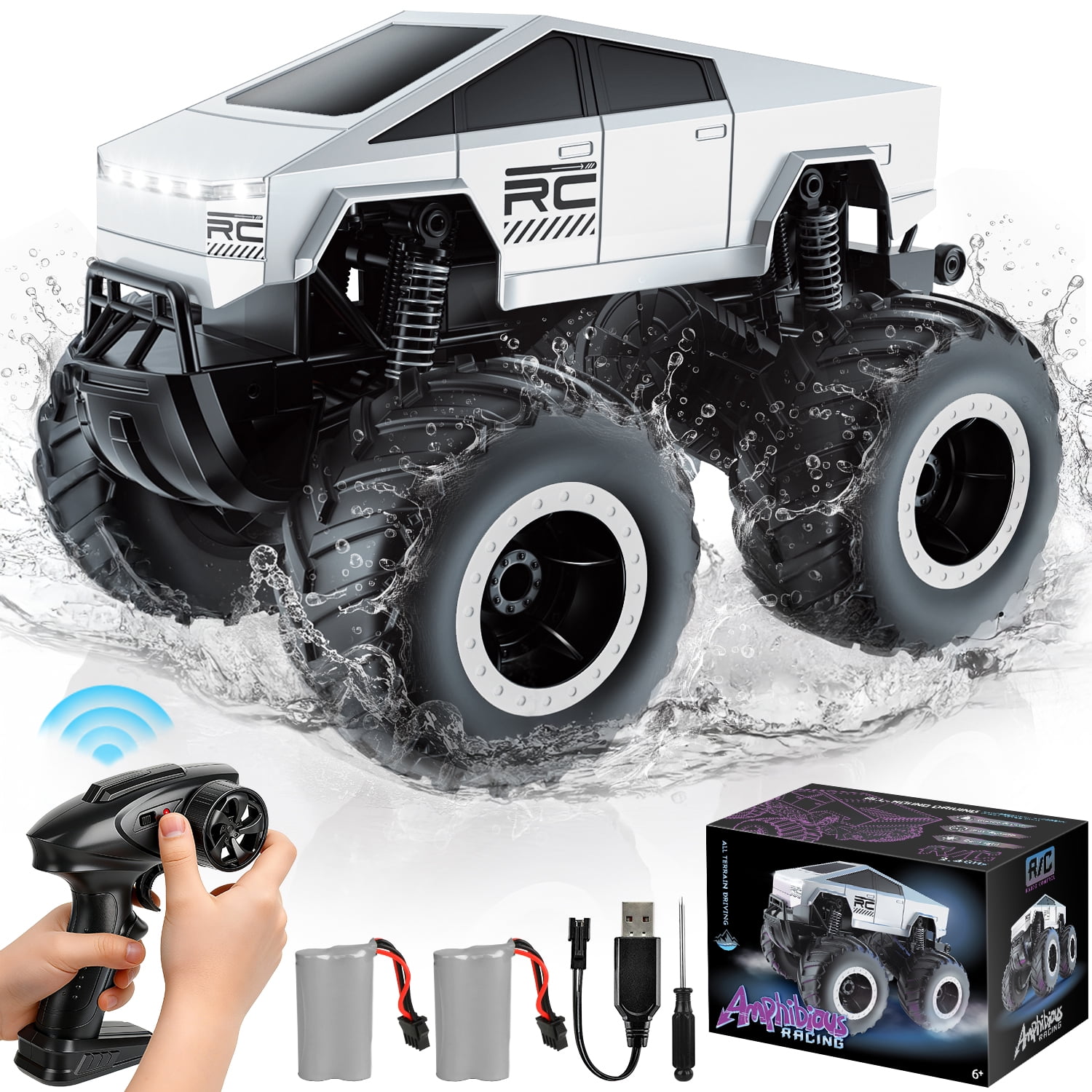 Huge Wave 1:16 RC Monster Truck, Waterproof Amphibious Remote Control ...