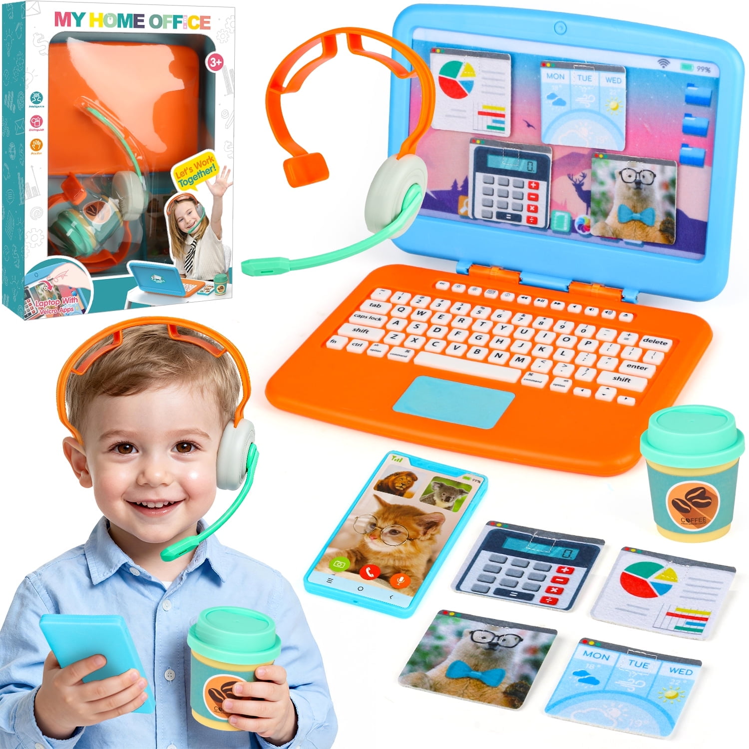 Huge Wave Pretend Play Home Office Toys, Simulation Work Toys Set with ...
