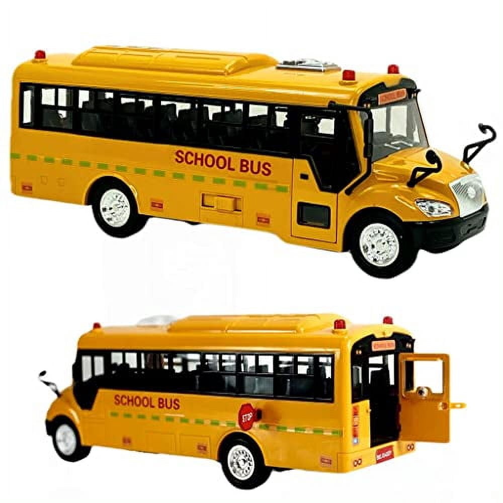 Huge Yellow School Bus With Lights And Cool Openable Doors Pull Back ...
