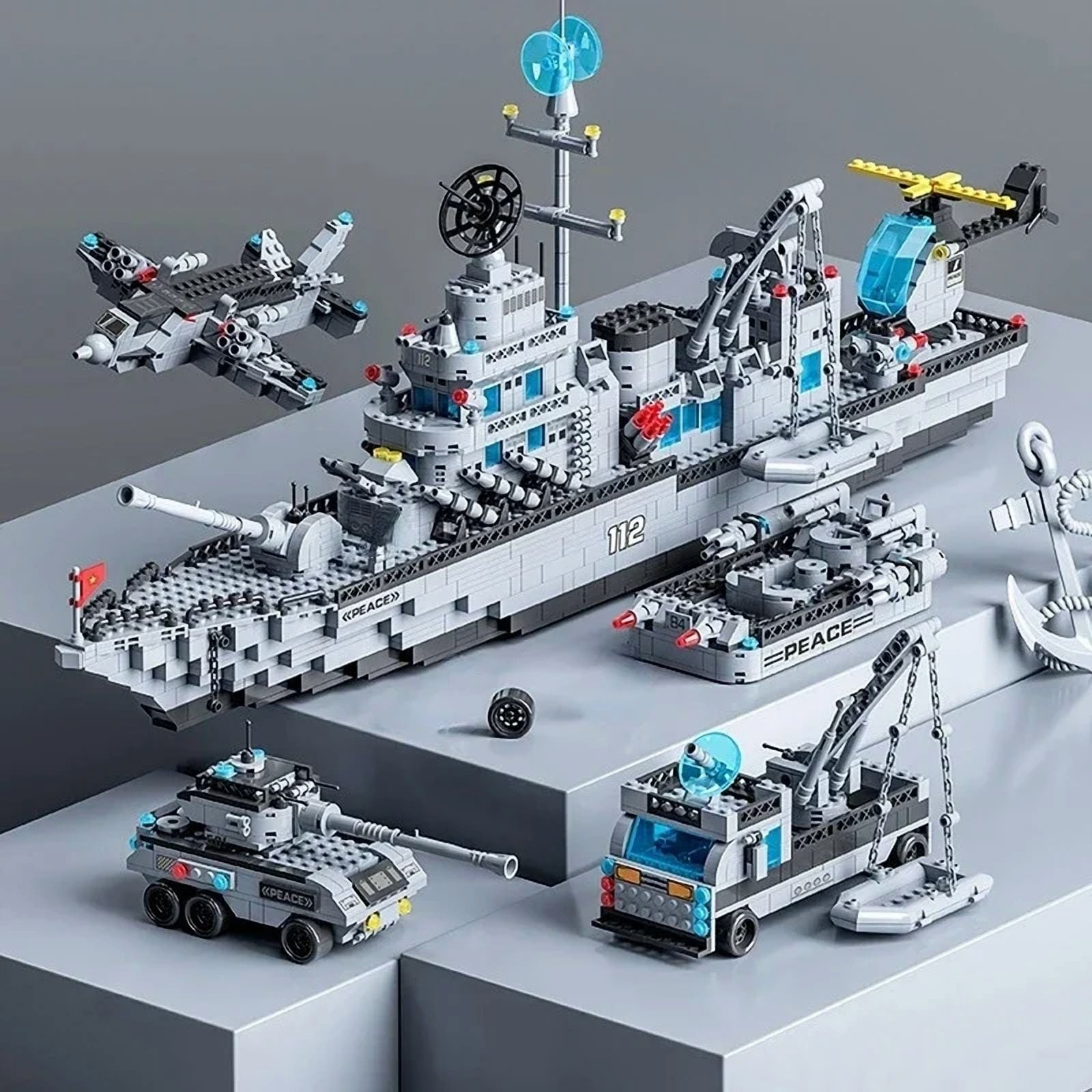 Huge size 1560PCS Navy war ship Army ship model warship 6 in 1 multi ...