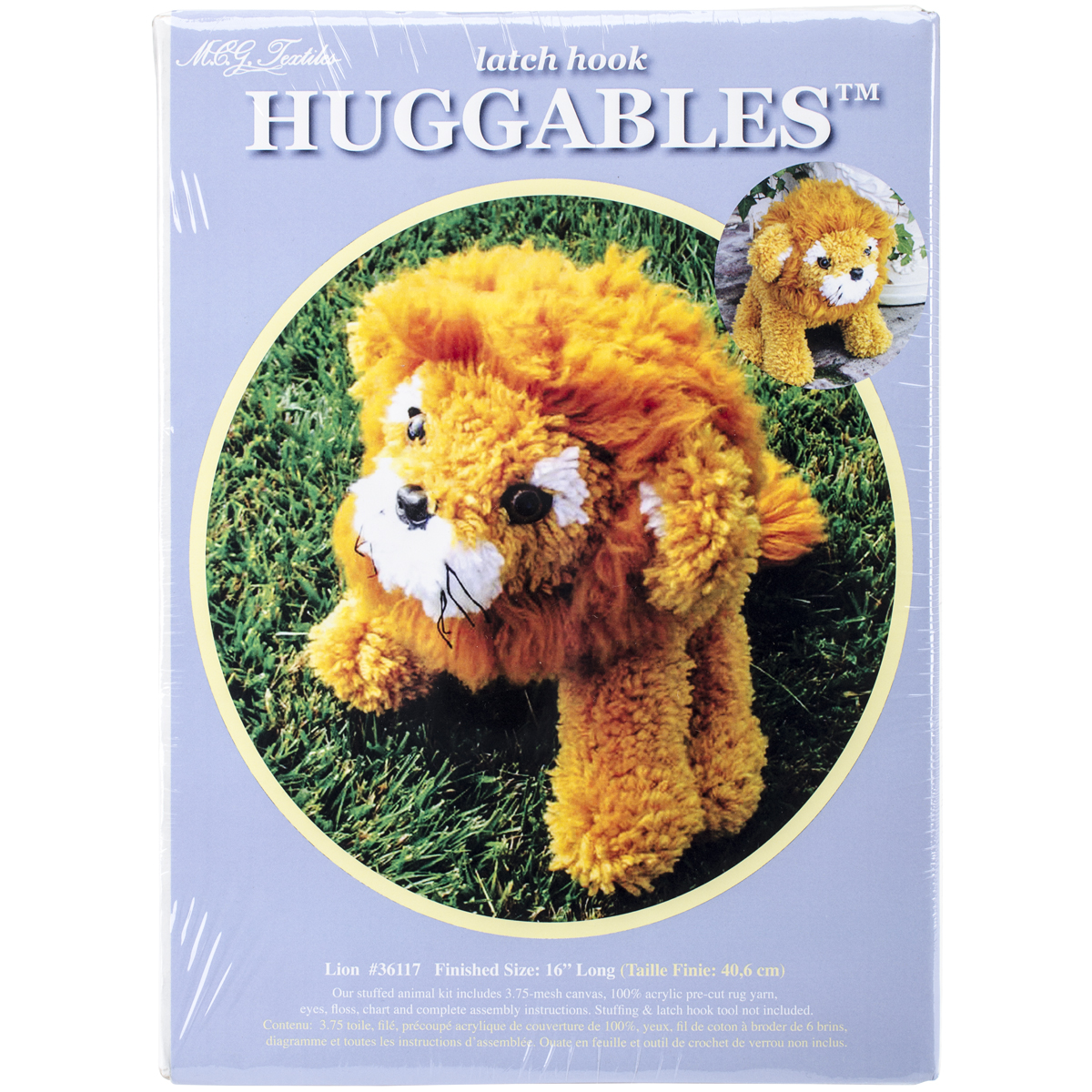 Huggables Stuffed Toy Latch Hook Kit 16"-Lion, Pk 1, M C G Textiles - Walmart.com