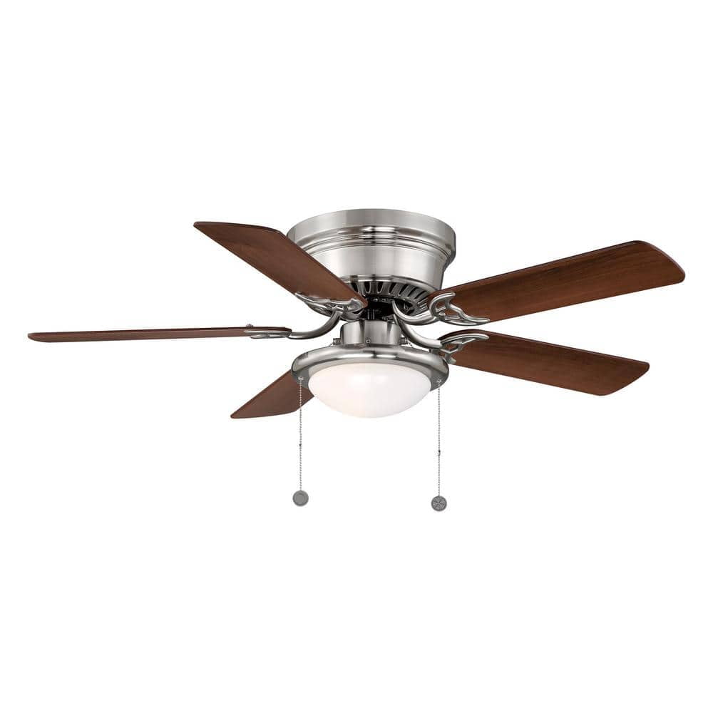 Hugger 44 in. LED Indoor Brushed Nickel Ceiling Fan with Light Kit ...