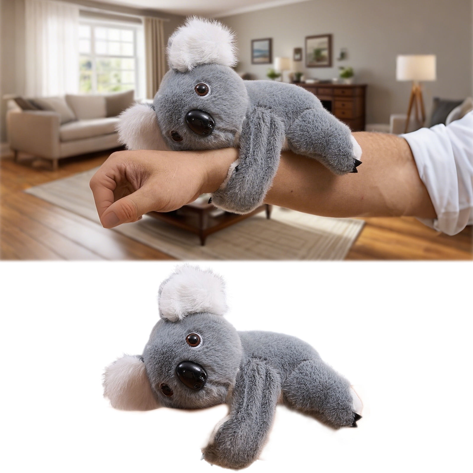 Huggers Grey Koala Plush Toy, 6 Inch Soft Animal Band W/ Clip,Slap ...