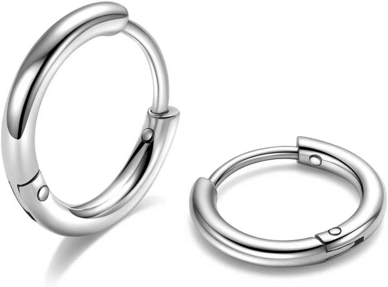 Huggie Hoop Earrings for Women Men - 316L Surgical Stainless Steel 6mm ...