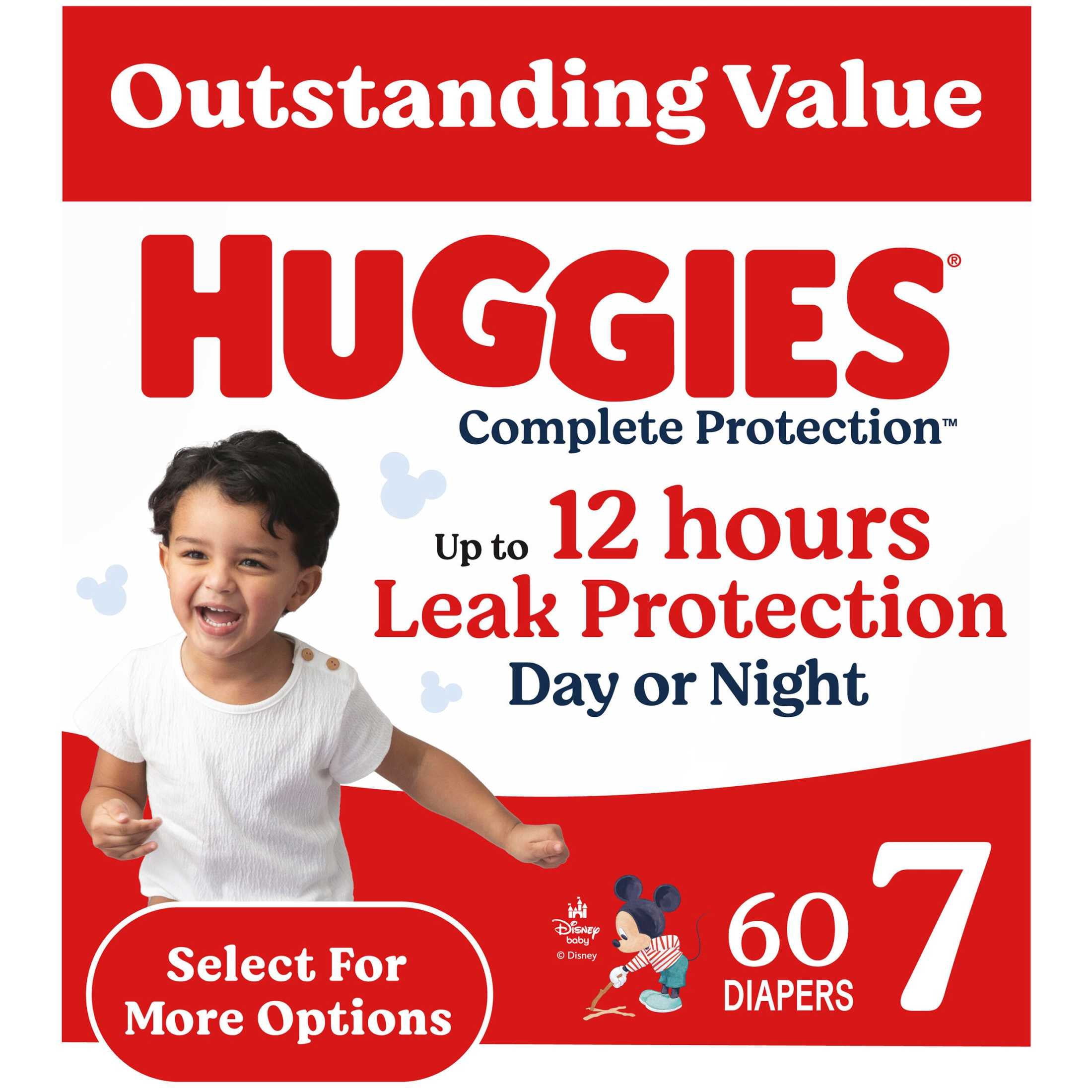 Huggies Complete Protection Baby Diapers, Size 7 (41+ lbs), 60 Count ...