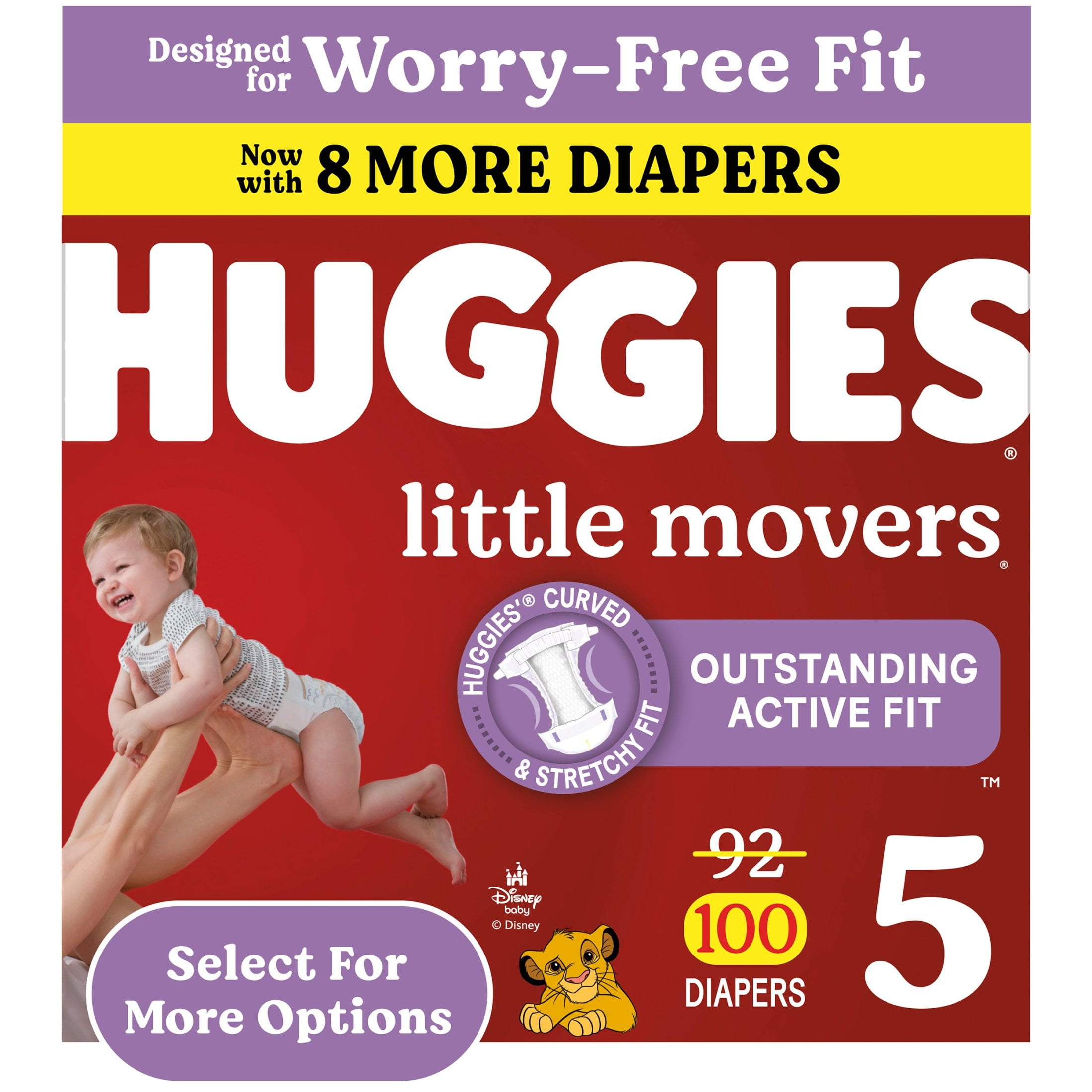 Huggies Little Movers Baby Diapers, Size 5 (27+ lbs), 100 Ct (Select ...