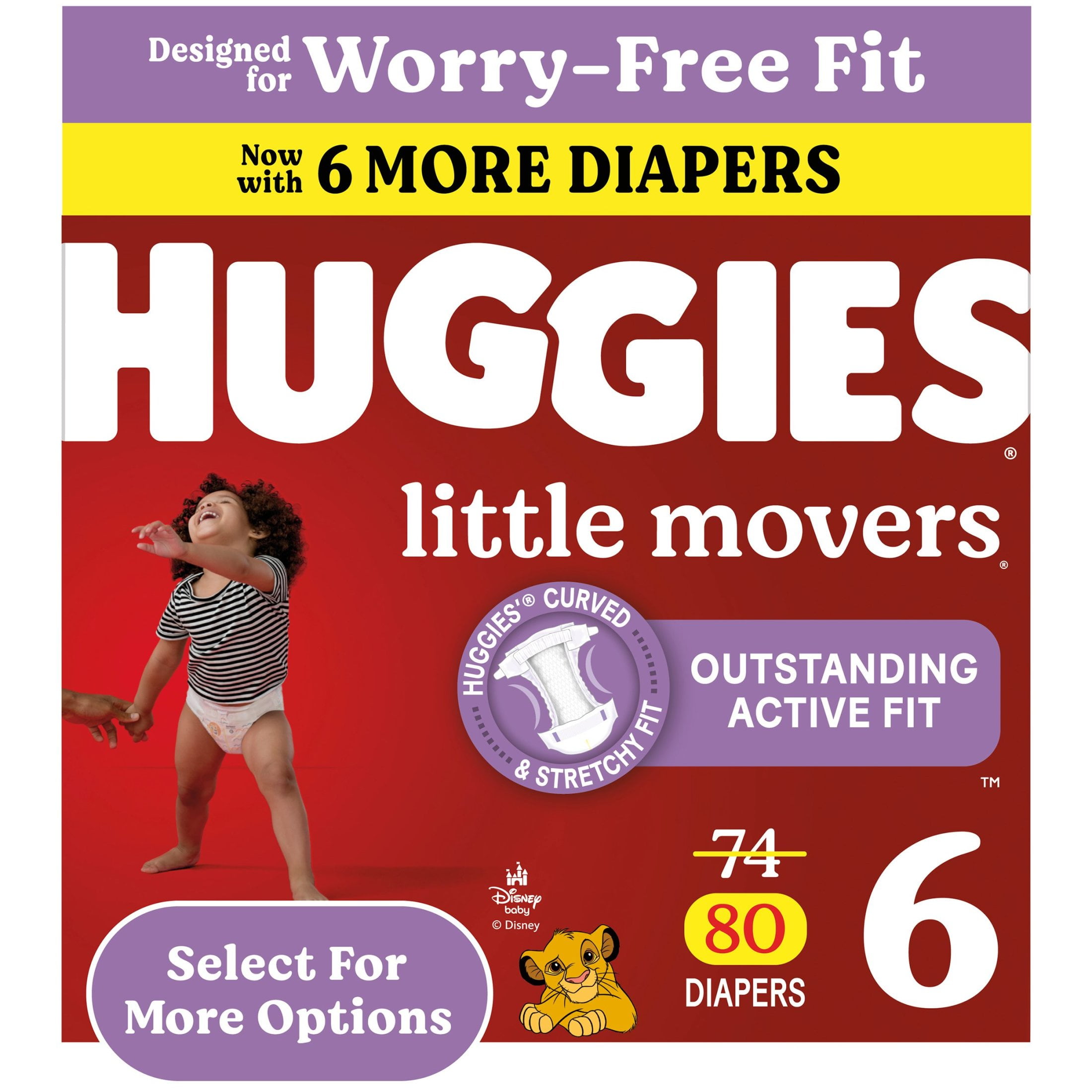 Huggies Little Movers Baby Diapers, Size 6 (35+ lbs), 80 Ct (Select for ...