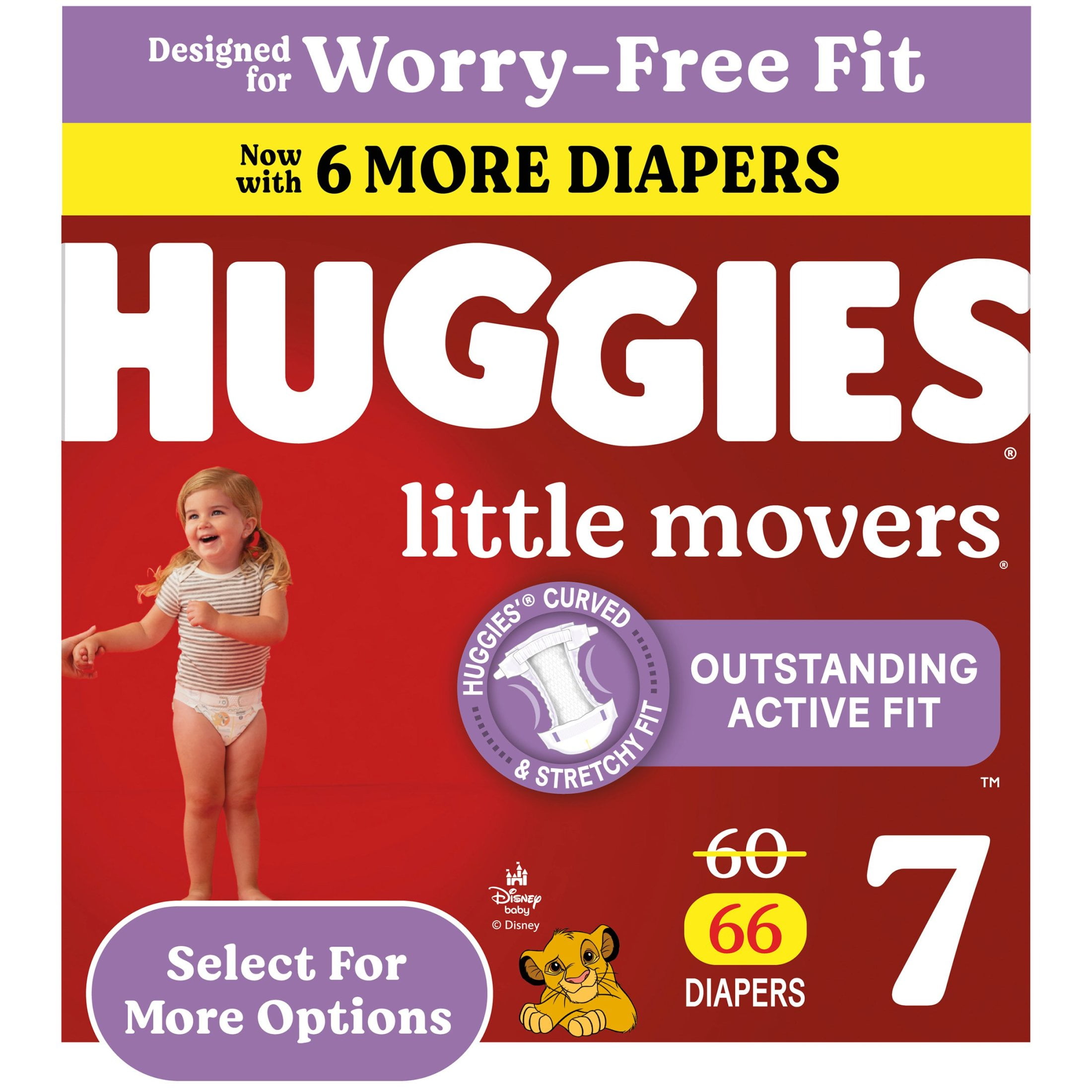 Huggies Little Movers Baby Diapers, Size 7 (41+ lbs), 66 Ct - Walmart.com