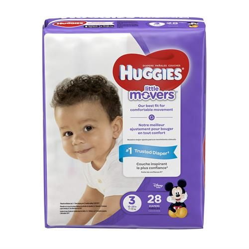 Huggies Little Movers Diapers, Size 3 (16-28 Lb.), 28 Ct., Jumbo Pack (Packaging May Vary), Baby ...