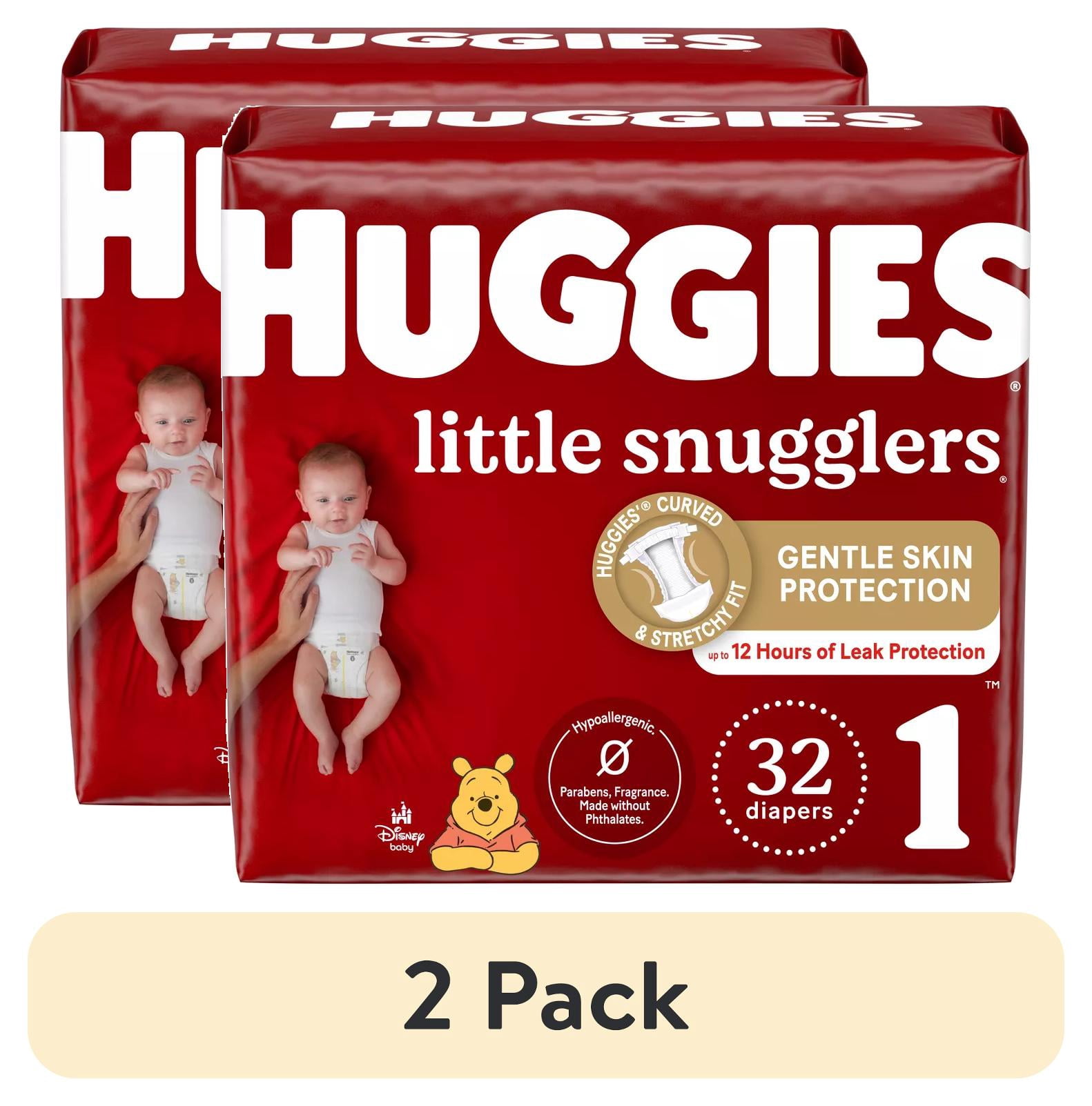 (2 pack) Huggies Little Snugglers Baby Diapers, Jumbo Size 1, 32 Ea ...