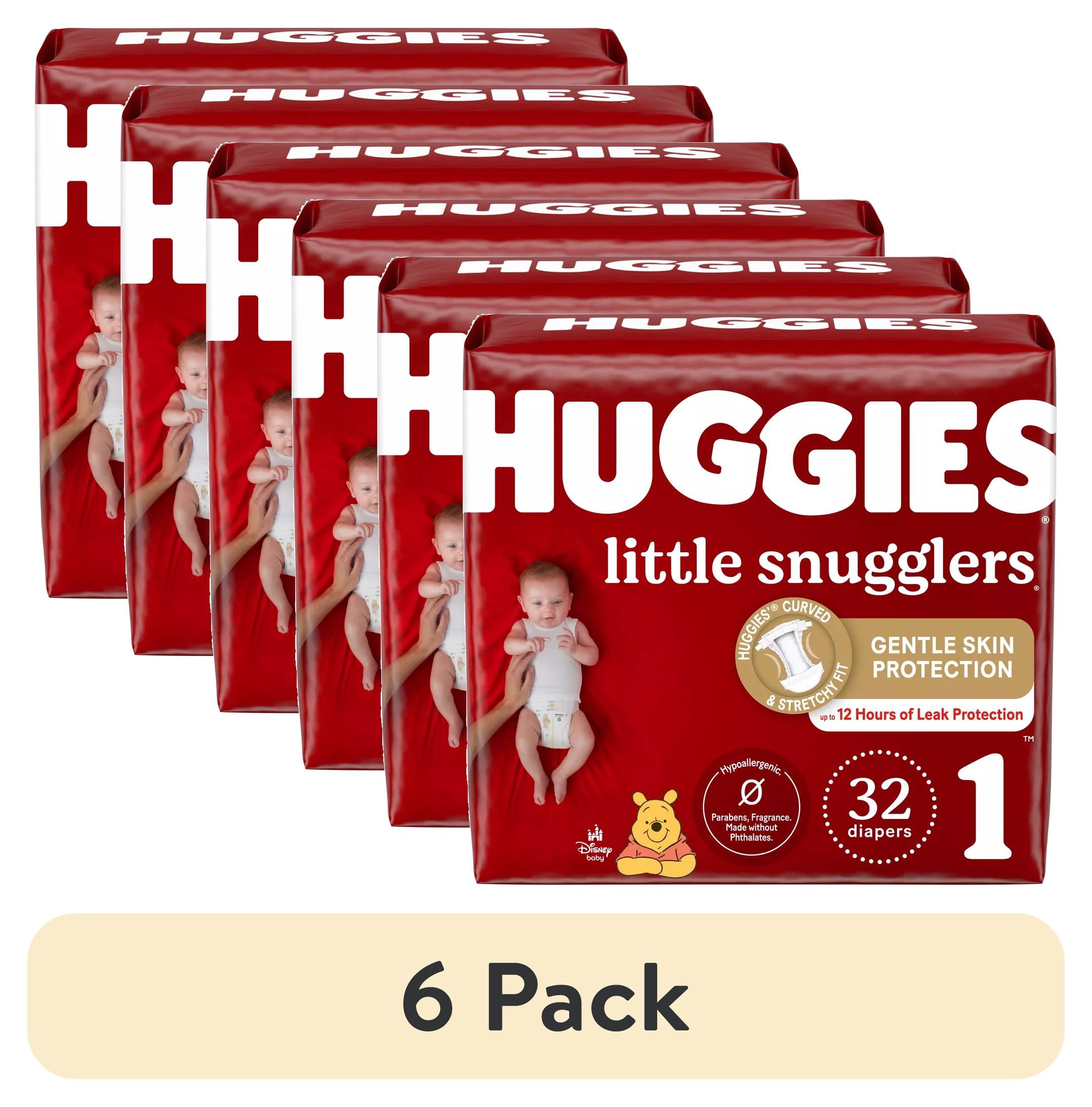 (6 pack) Huggies Little Snugglers Baby Diapers, Jumbo Size 1, 32 Ea ...