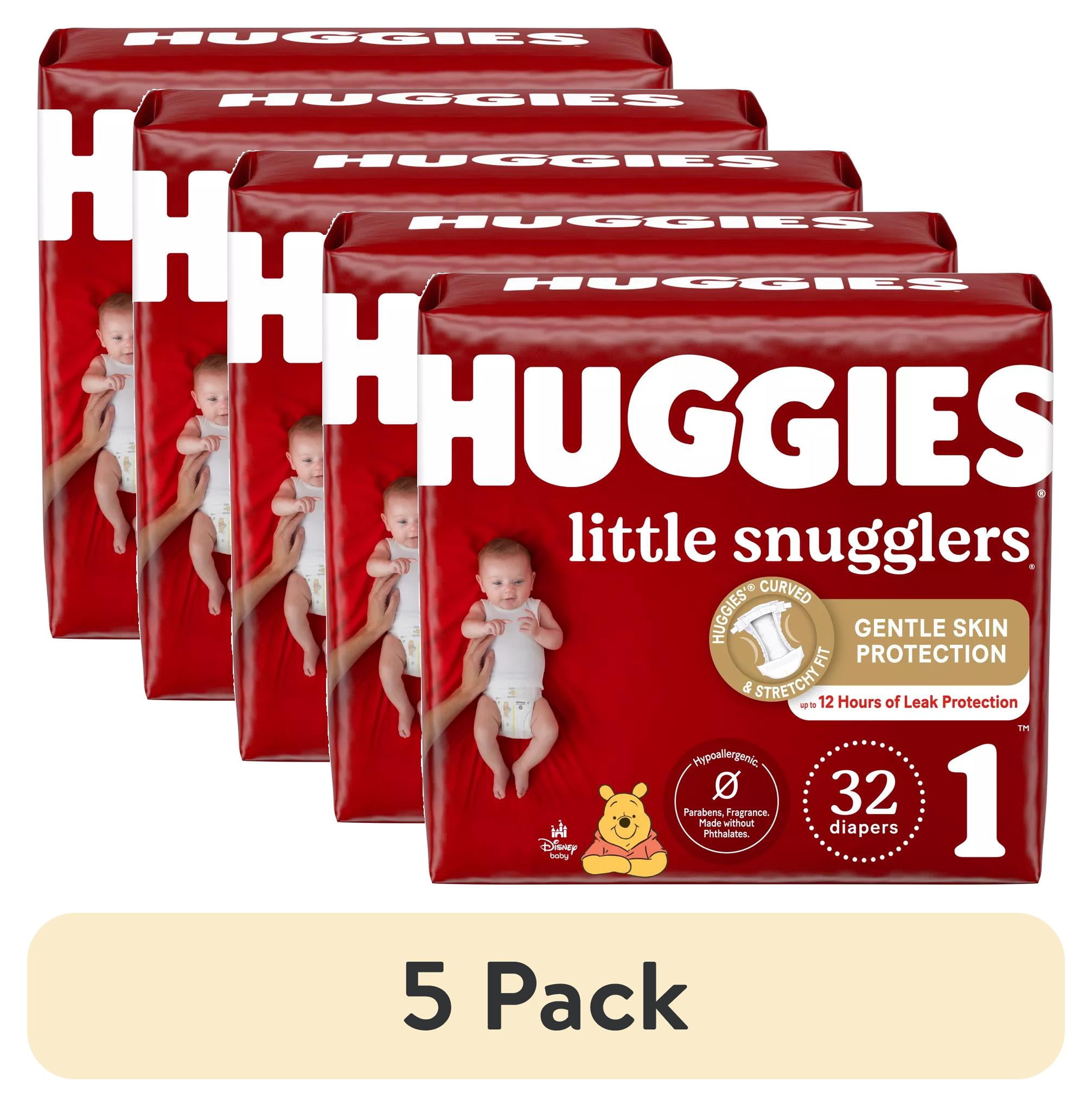 (5 pack) Huggies Little Snugglers Baby Diapers, Jumbo Size 1, 32 Ea ...