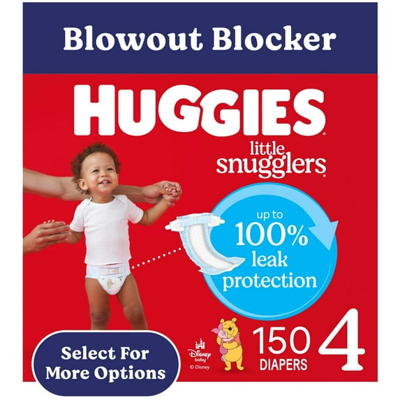 Huggies Little Snugglers Fragrance Free Baby Diapers, Size 4 (22-37 lbs), 150 Ct (6 Packs of 25 ...