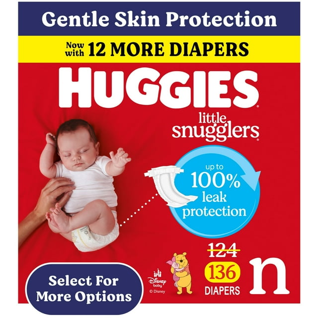 Huggies Little Snugglers Baby Diapers, Size Newborn (Up to 10 lbs), 130 Ct (Select for More ...