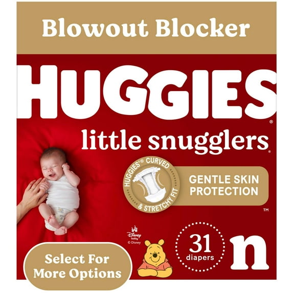 Huggies Little Snugglers Baby Diapers, Size Newborn (up to 10 lbs), 31 Ct (Select for More ...