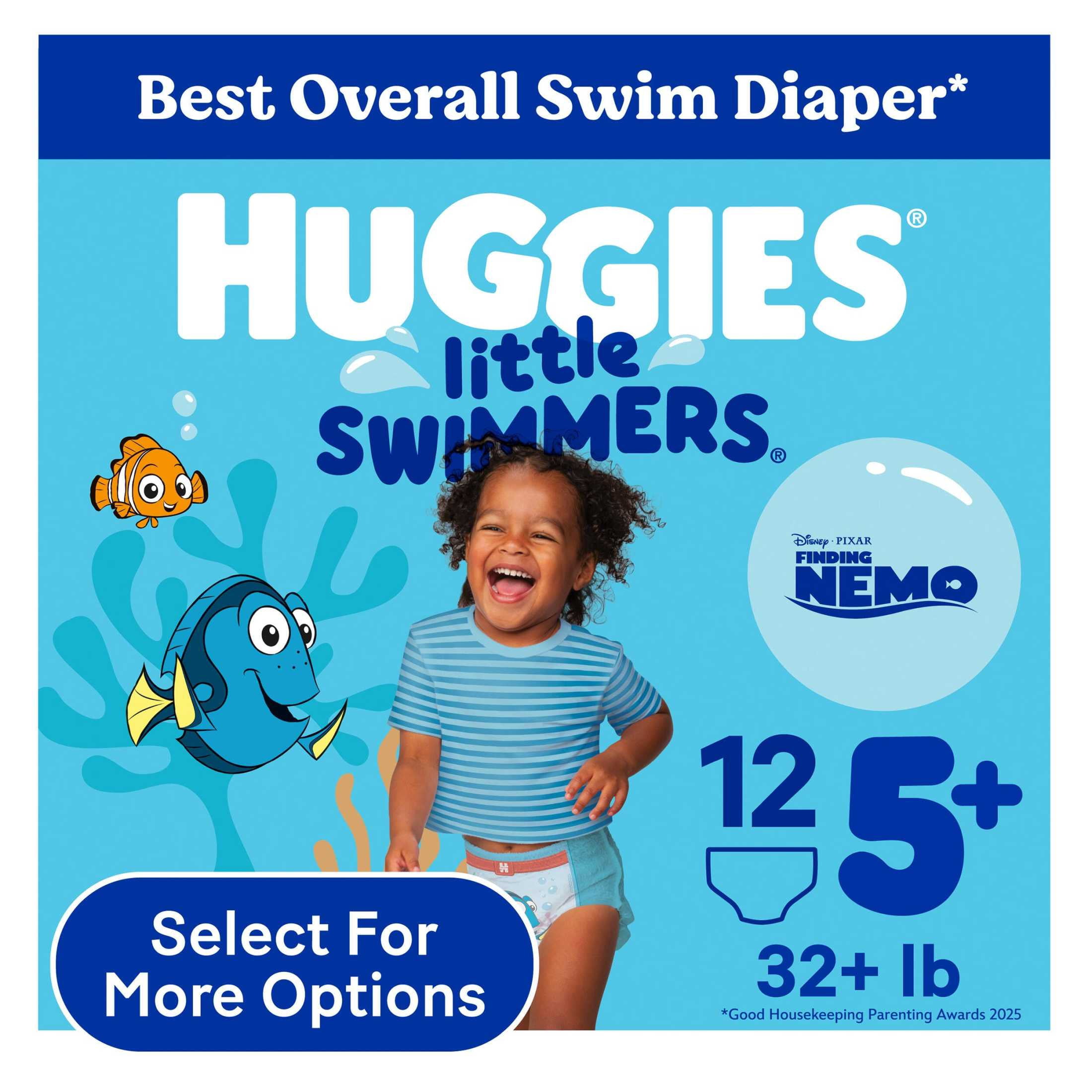 Huggies Little Swimmers Disposable Swim Diapers, Size 5-6 (32+ lbs), 12 ...